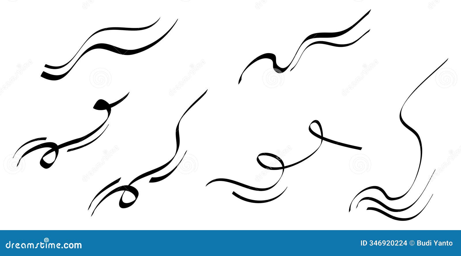 Doodle Wind Lines. Air Sketch. Cartoon Hand Drawn Windmill. Vector Wave ...