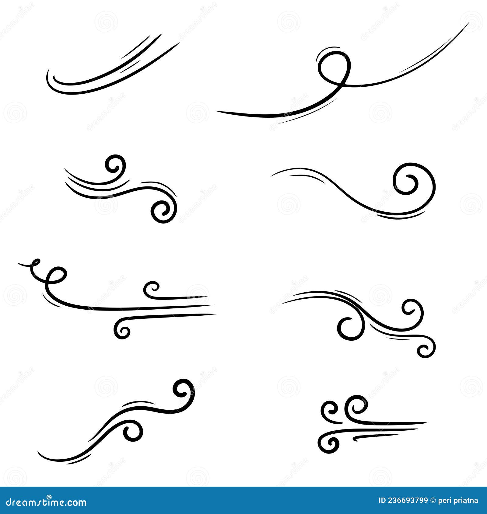 Doodle Of Wind Gust Isolated On A White Background. Hand Drawn Vector ...