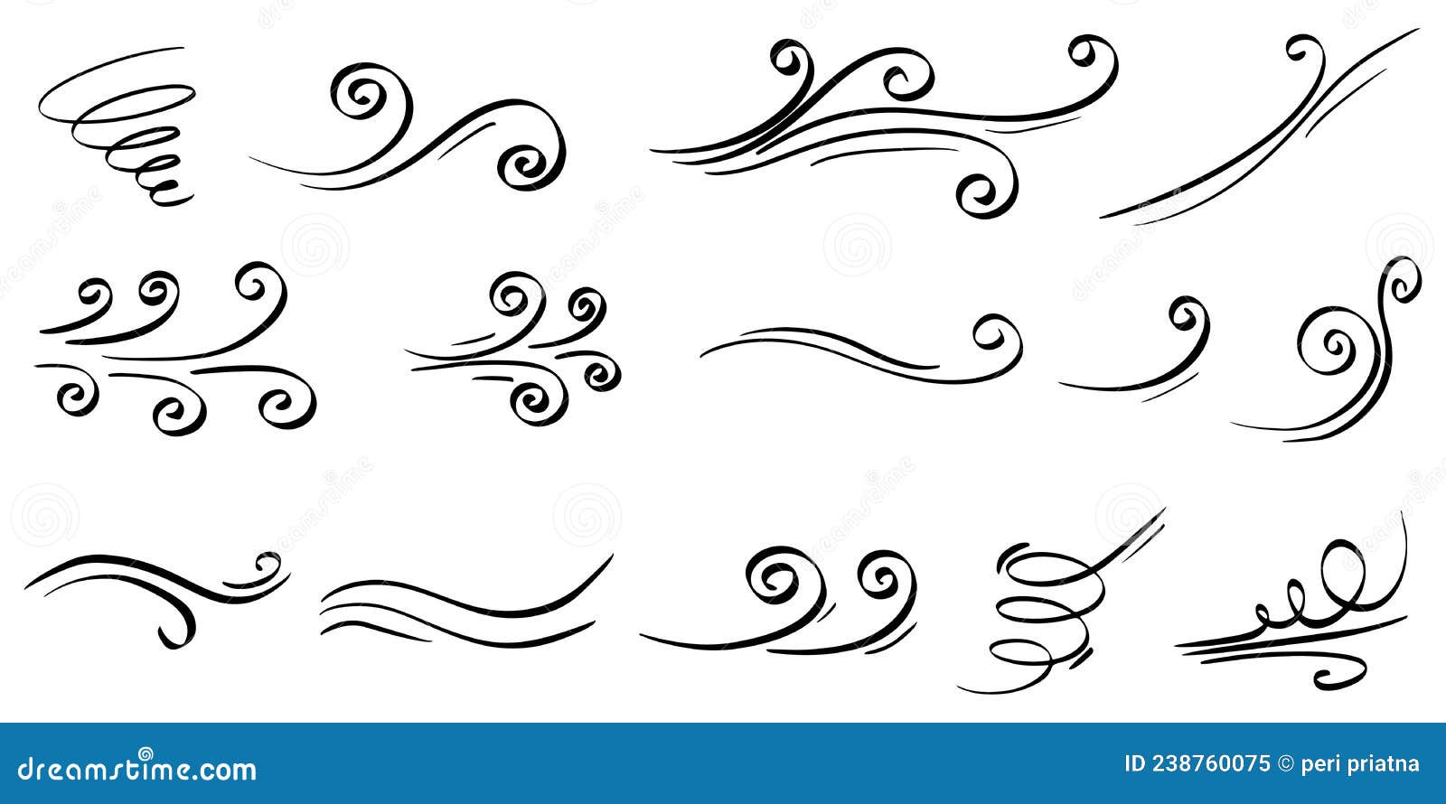 Wind Gust Cartoon Icon Doodle Hand Drawn. Outline Drawing Wind Gust ...