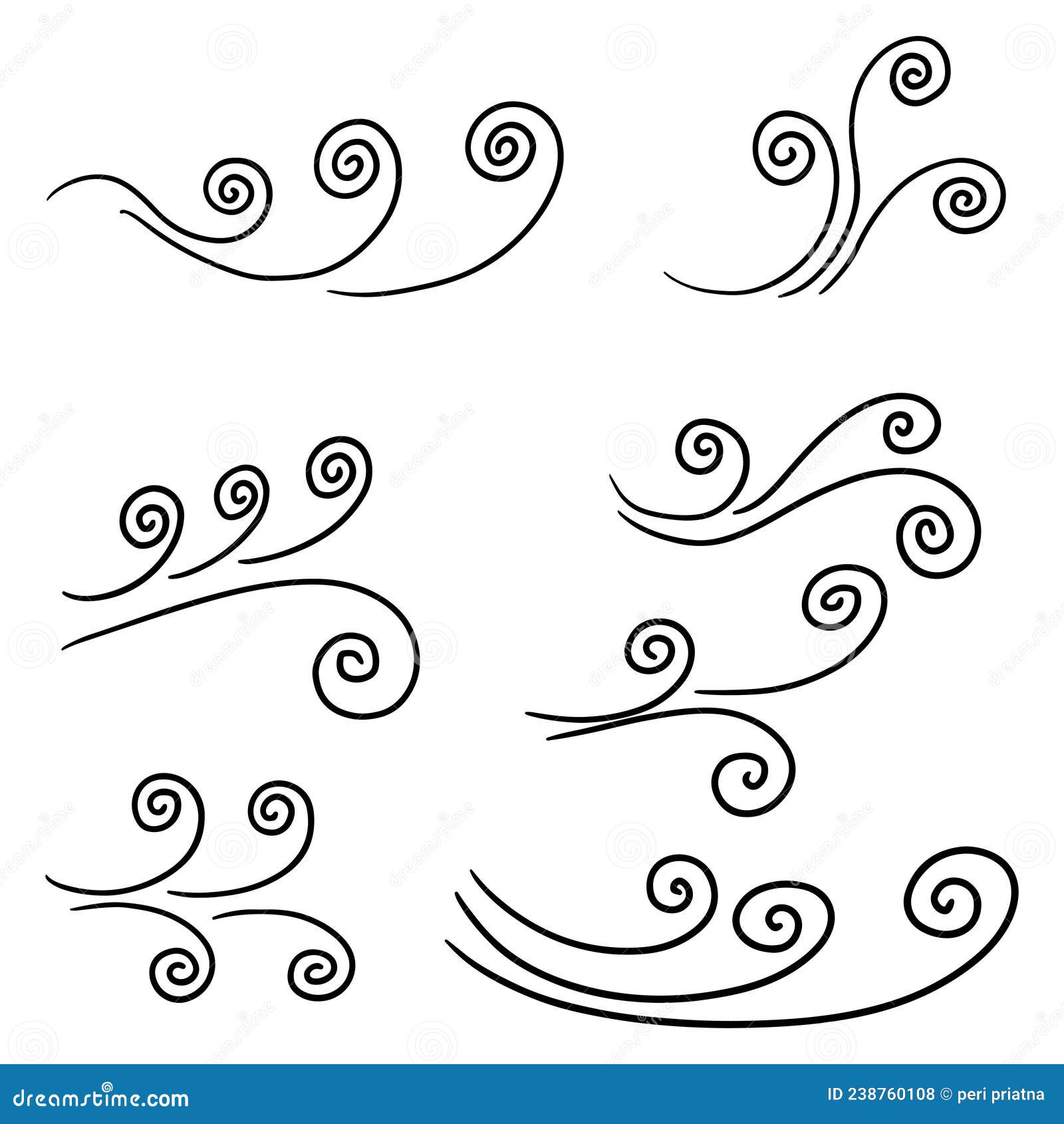 Doodle of Wind Gust Isolated on a White Background. Hand Drawn Vector ...