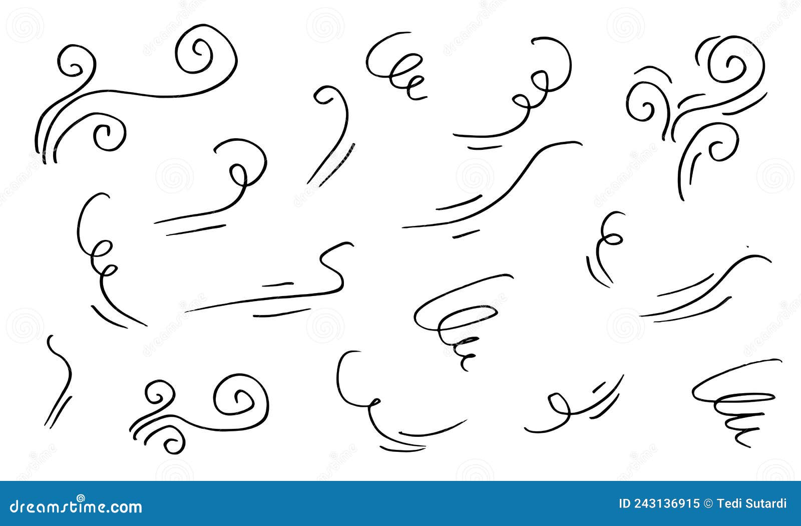 Doodle Wind Illustration Vector Handrawn Style Isolated on White ...