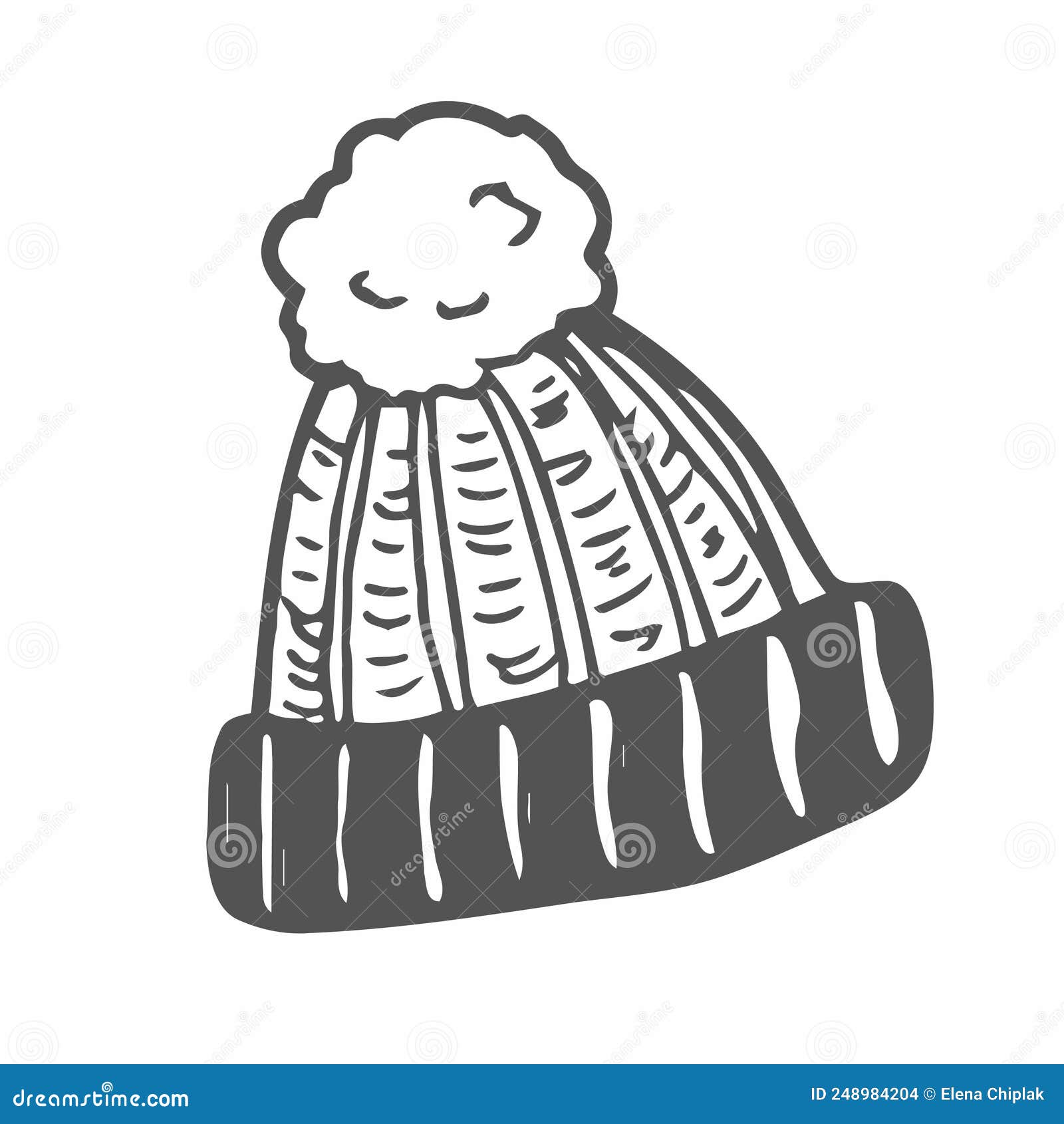 Doodle Winter Hat Cartoon. Line Vector Sketch Warm Hat Stock Vector ...