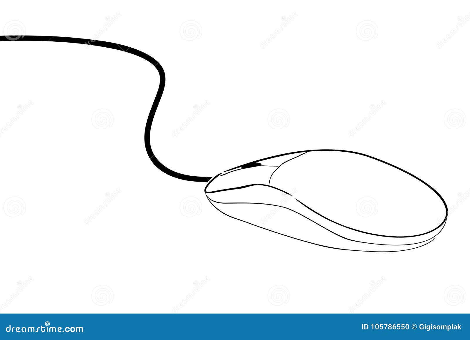 Doodle of Wired Computer Mouse, Isolated on White Stock Vector ...