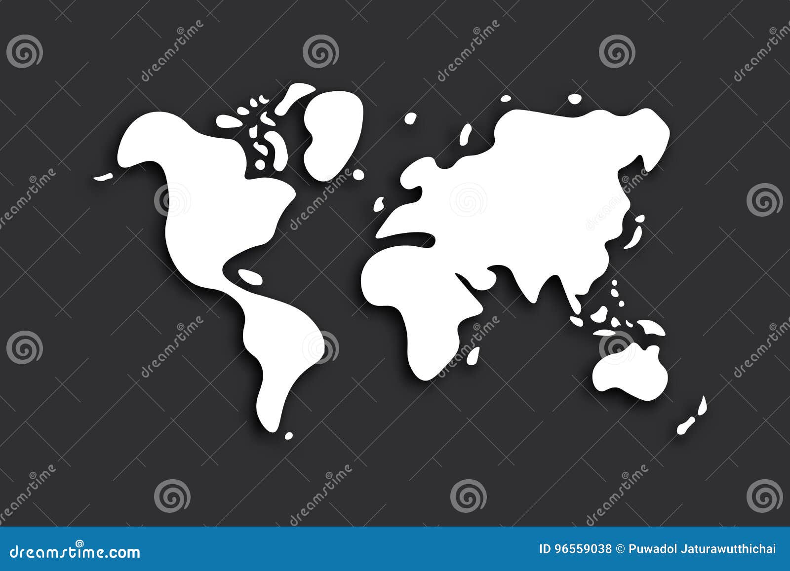 Doodle World Map on Black Background . Vector Stock Vector ...