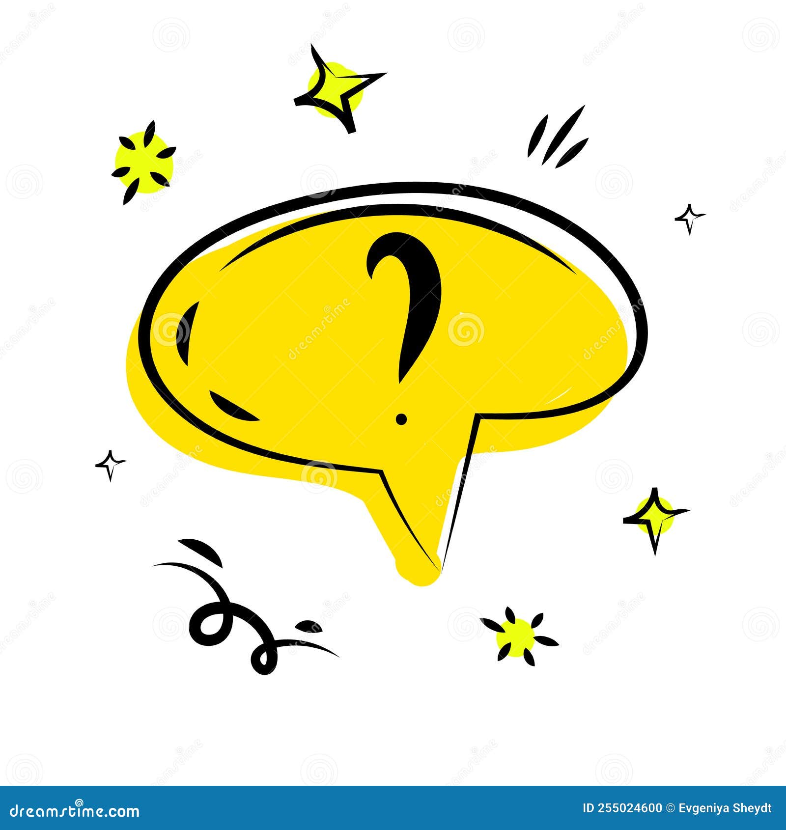 Doodle Yellow Color Question Marks Icon in Bubbles. Vector Design ...
