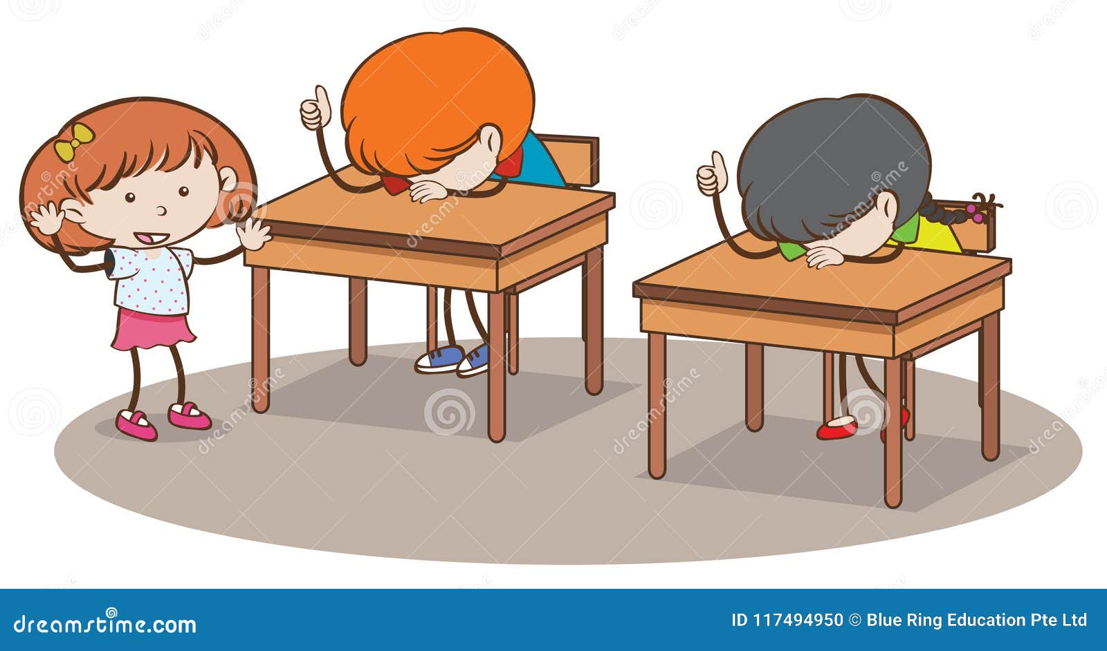 Doodle Young Students in Classroom Stock Vector - Illustration of class ...