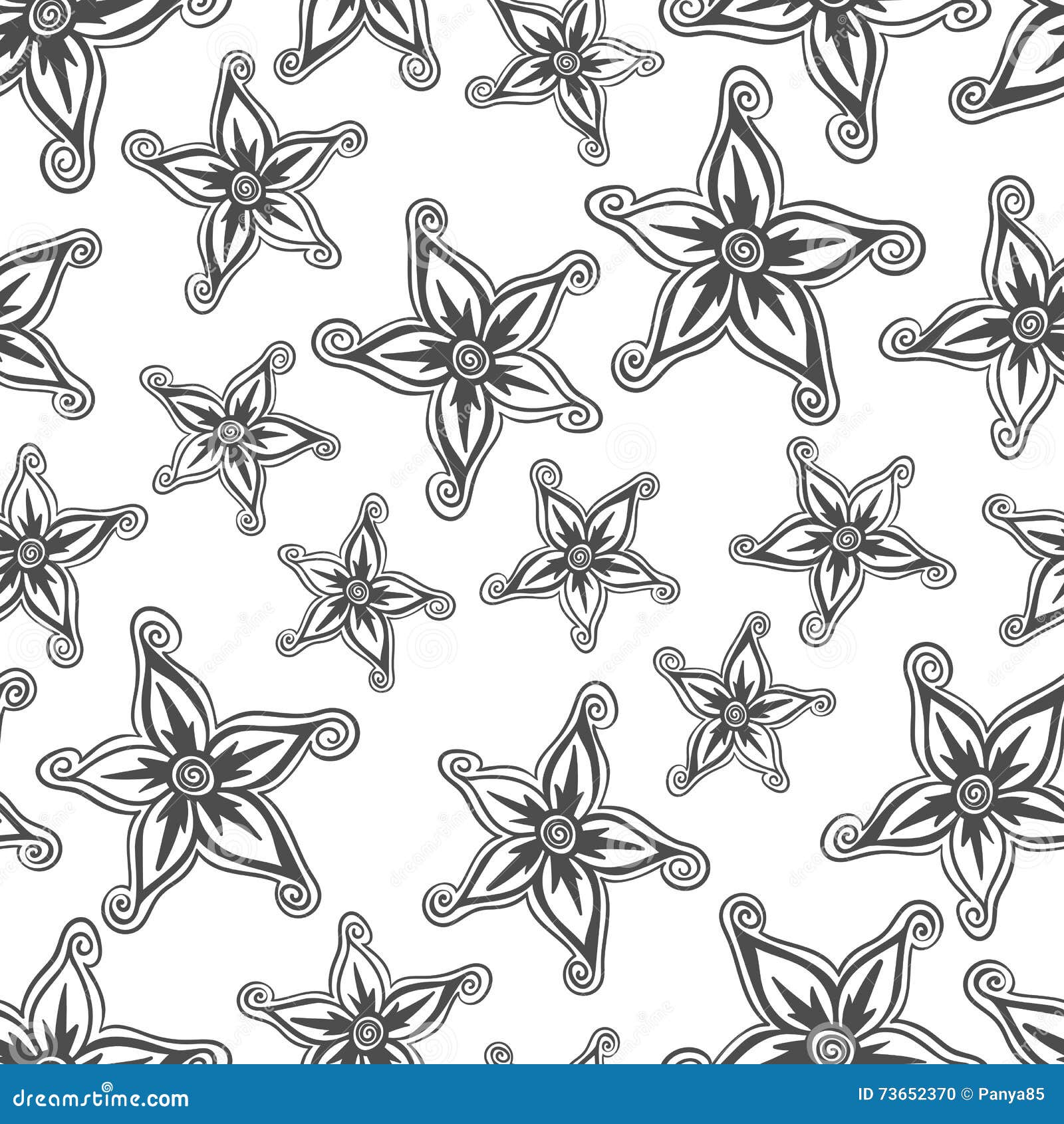 Doodled Seamless Vector Pattern from Flowers. Stock Vector - Illustration of decoration, repeat ...