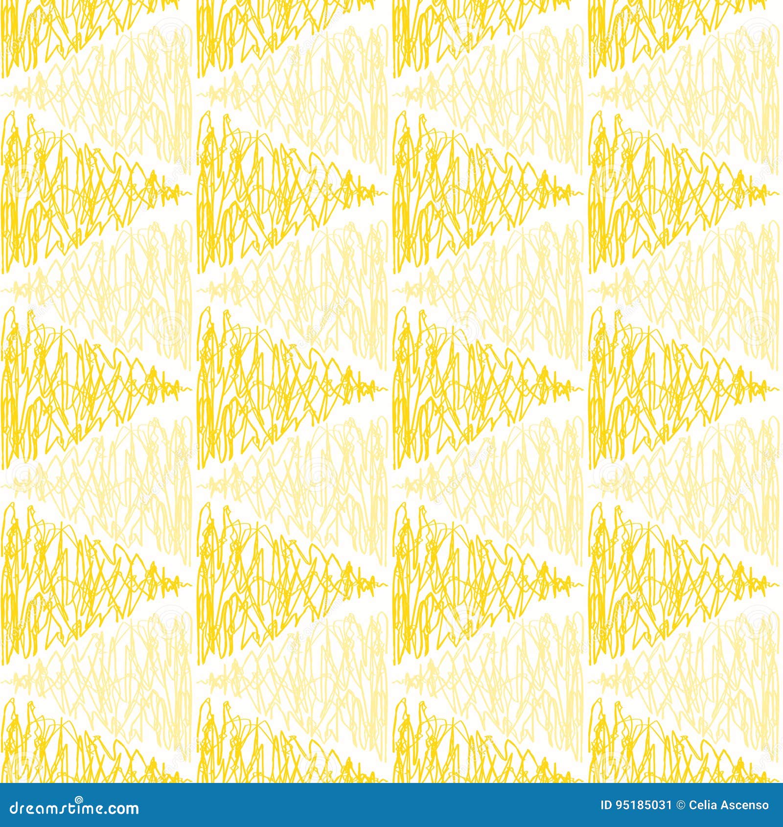 Doodled Yellow Triangles Seamless Pattern Stock Illustration ...