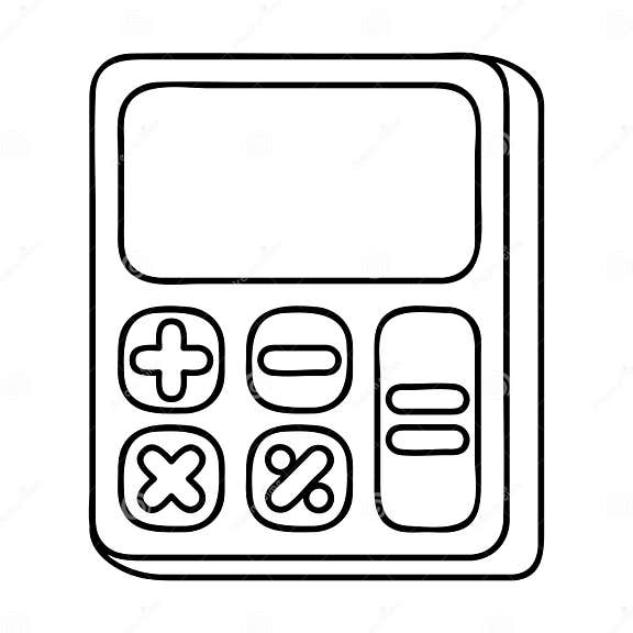 Simple Calculator Vector Illustration with Minimalist Line Design Stock ...