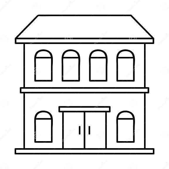 Two Level Building with Simple Line Design Vector Illustration Stock ...