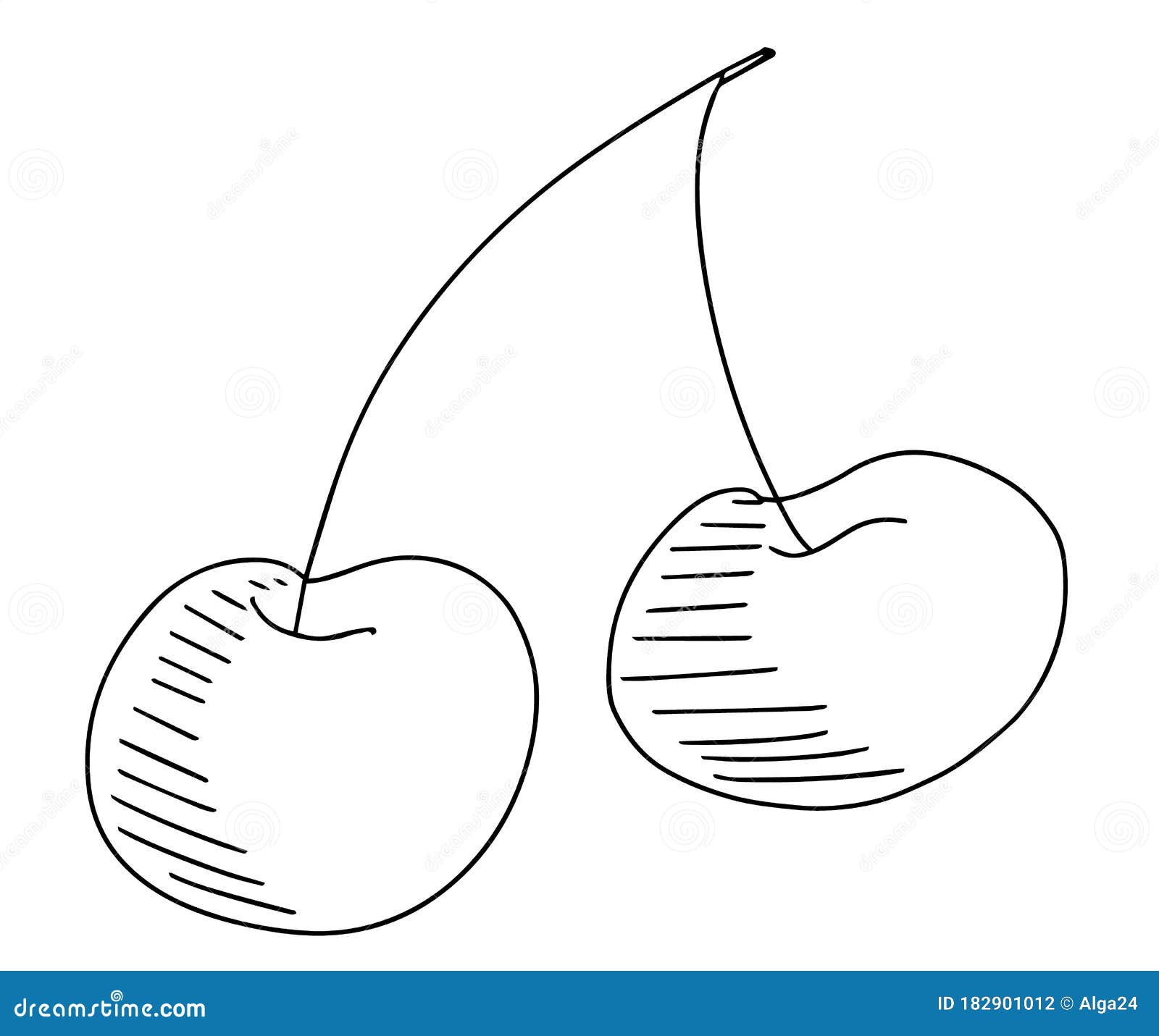 Doodles Cherry Hand Drawing Isolated Stock Vector - Illustration of ...