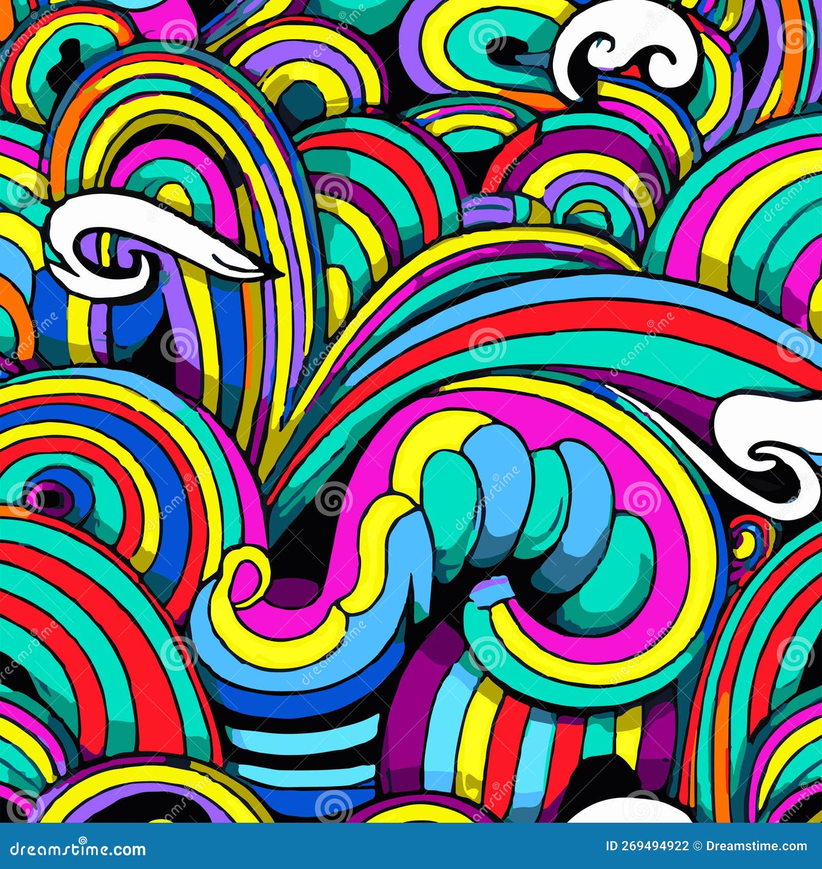 Doodles with Colourful Waves Vector Background Stock Vector ...