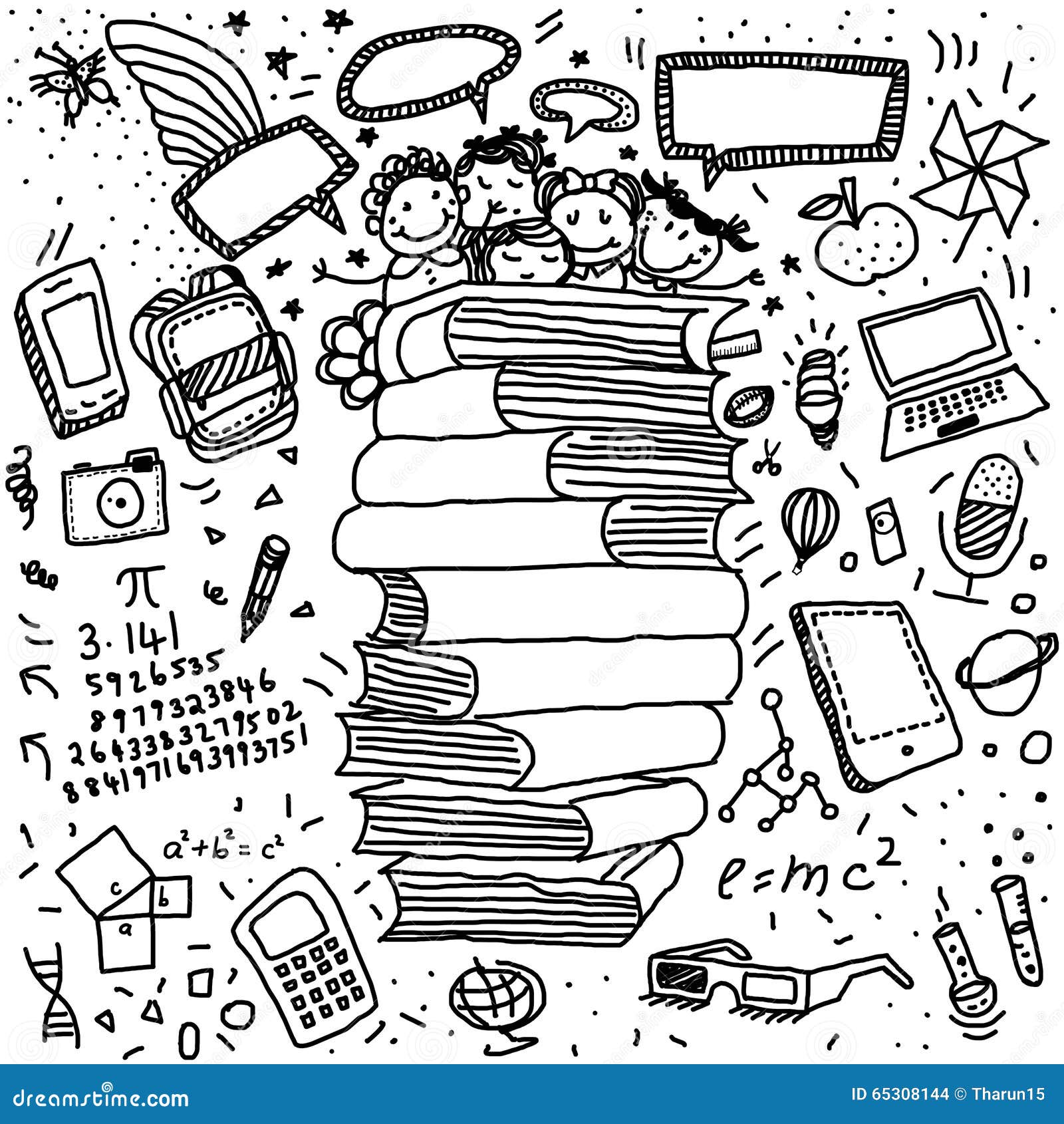 Doodles on the Concept of Education Stock Illustration - Illustration ...