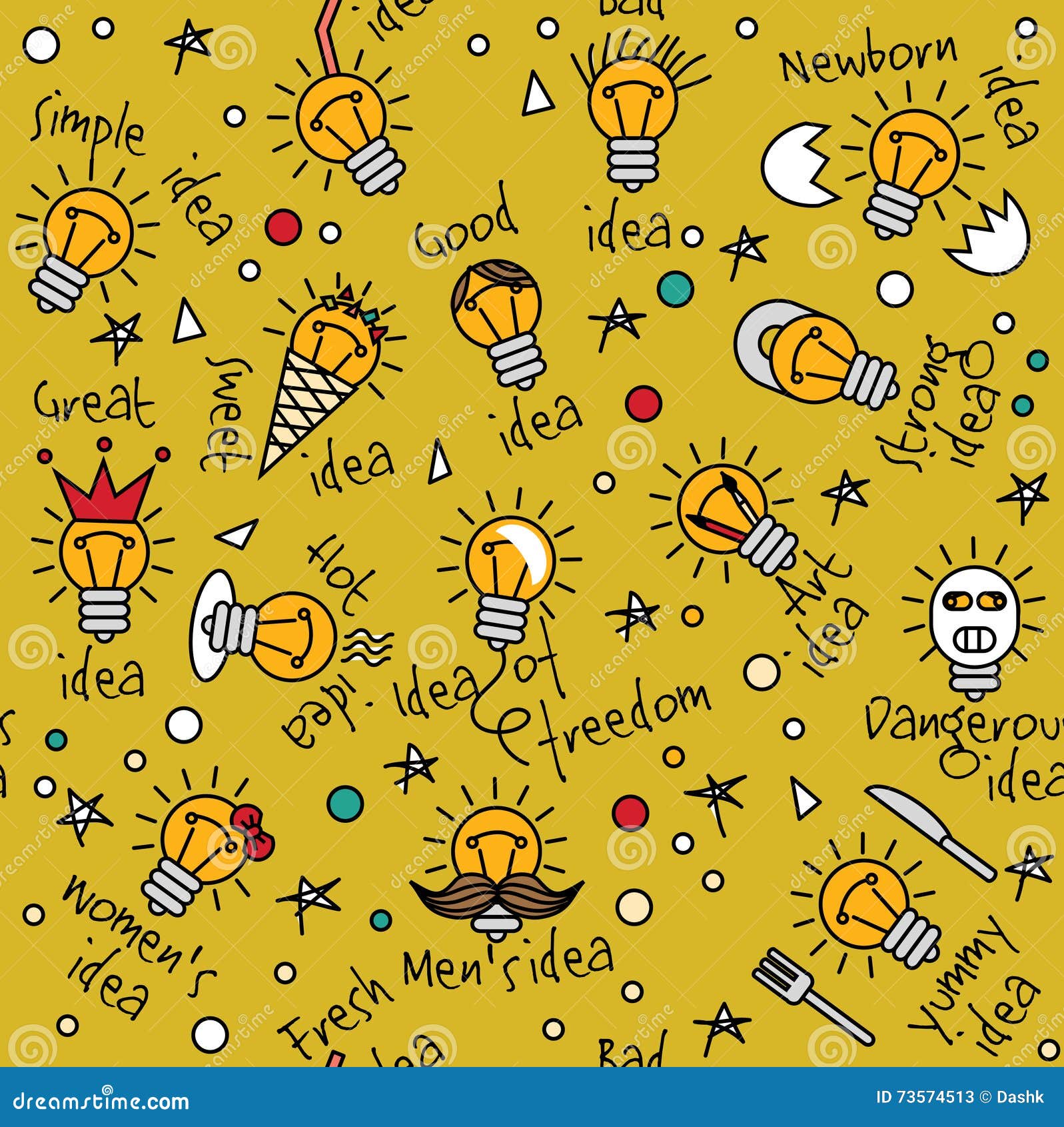 Doodles Creative Ideas Color Seamless Pattern. Stock Vector ...