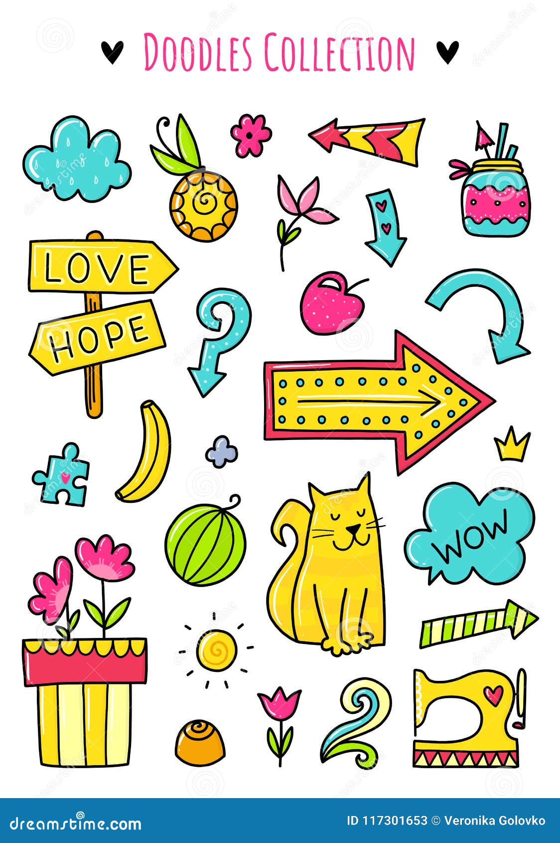 Vector doodle elements stock vector. Illustration of floral - 117301653