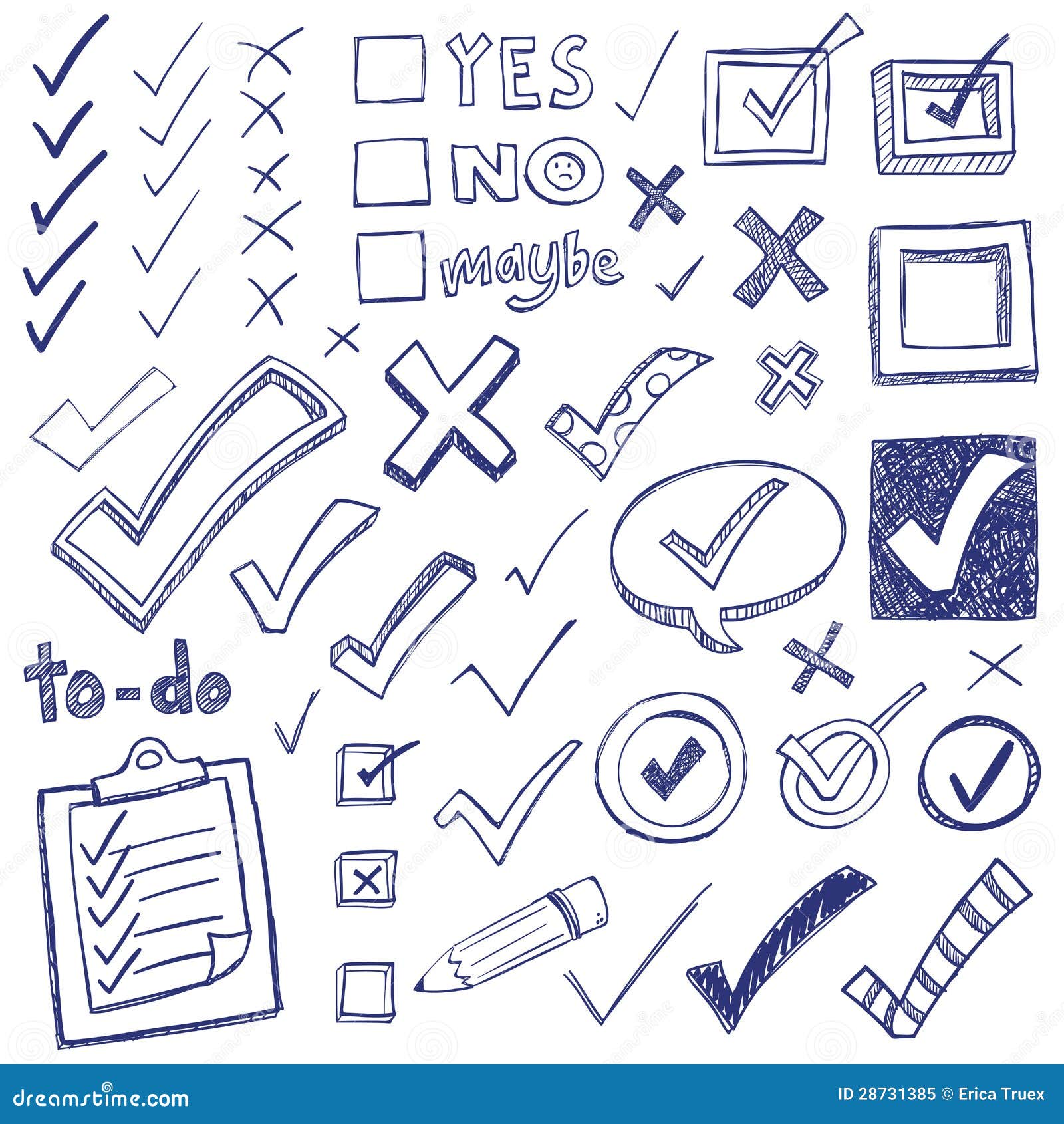 Doodles De La Marca De Cotejo Ilustración del Vector - Ilustración de ...