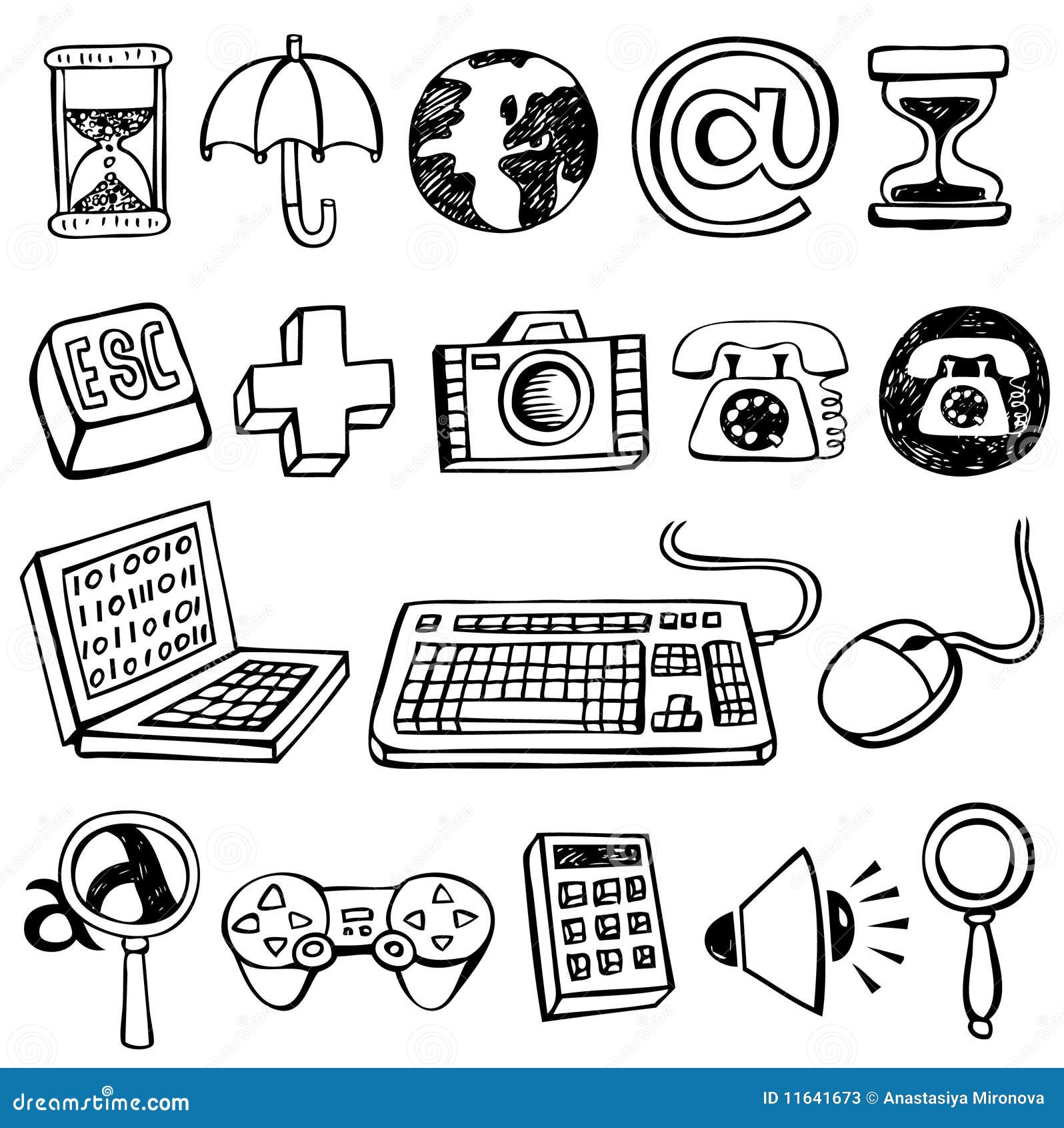 Doodles del ordenador ilustración del vector. Ilustración de internet ...