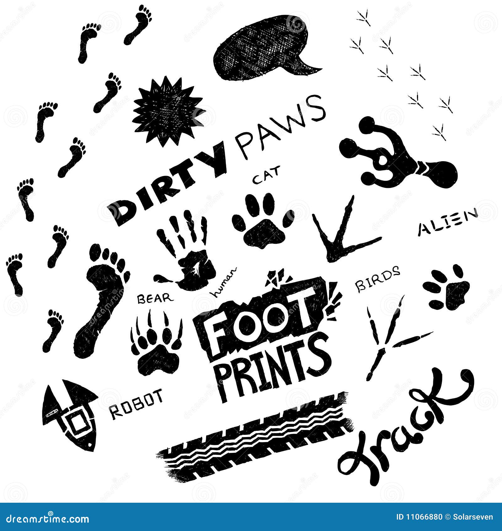 Robot Footprints Tracks, Humanoids Or Bipedal Walking Machine ...