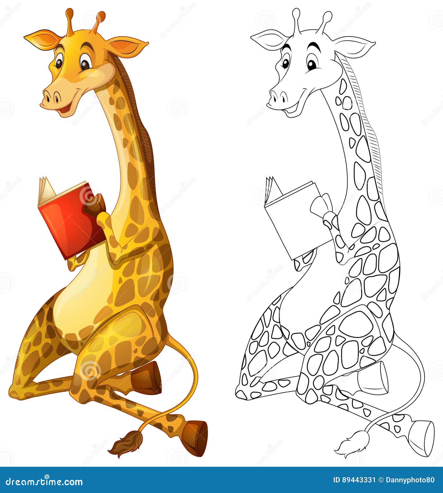 Doodles Drafting Animal for Giraffe Reading Book Stock Vector ...