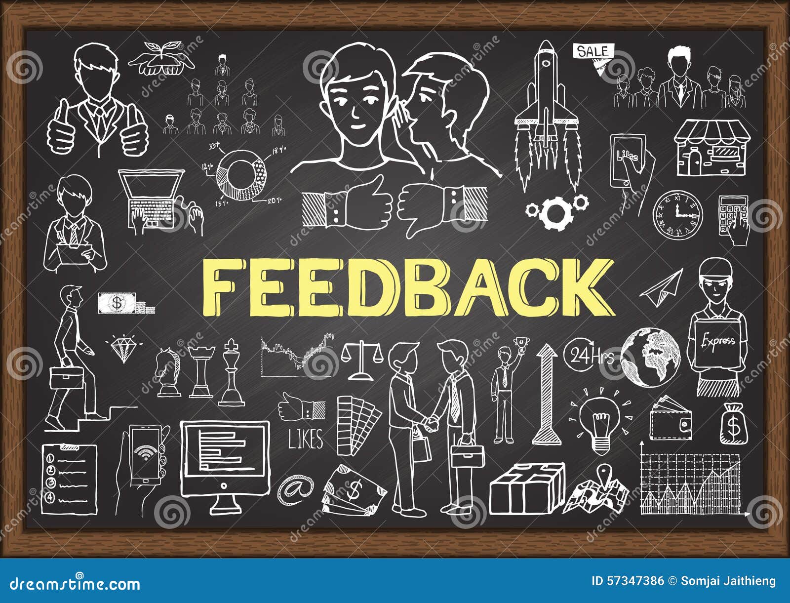 Doodles about Feedback on Chalkboard Stock Vector - Illustration of ...
