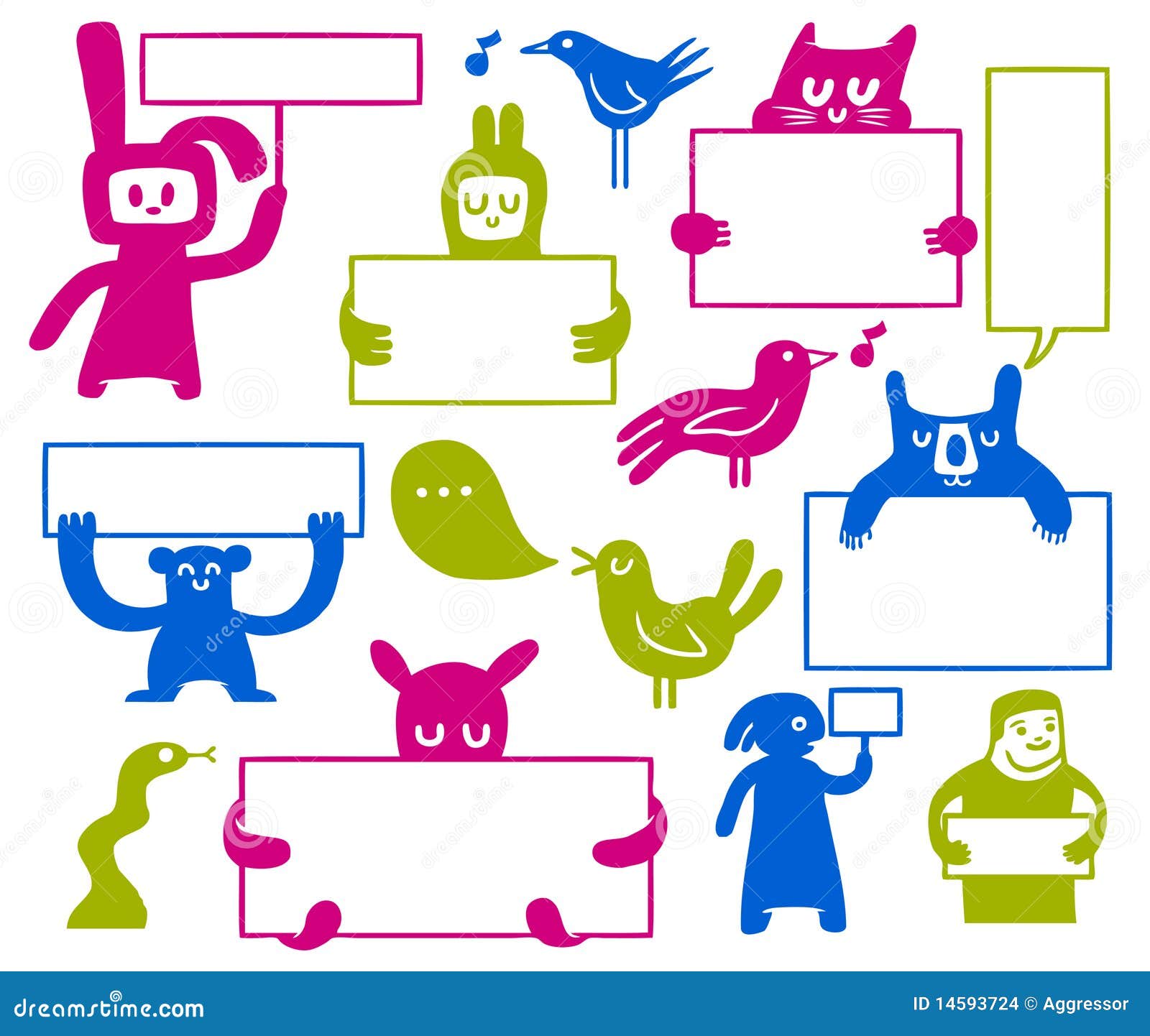 Doodles holding signs stock vector. Illustration of frame - 14593724