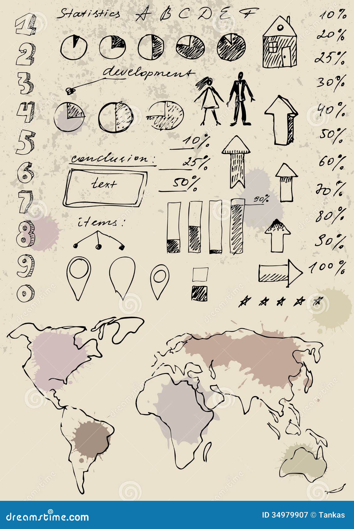 Doodles infographics set. stock vector. Illustration of doodle - 34979907