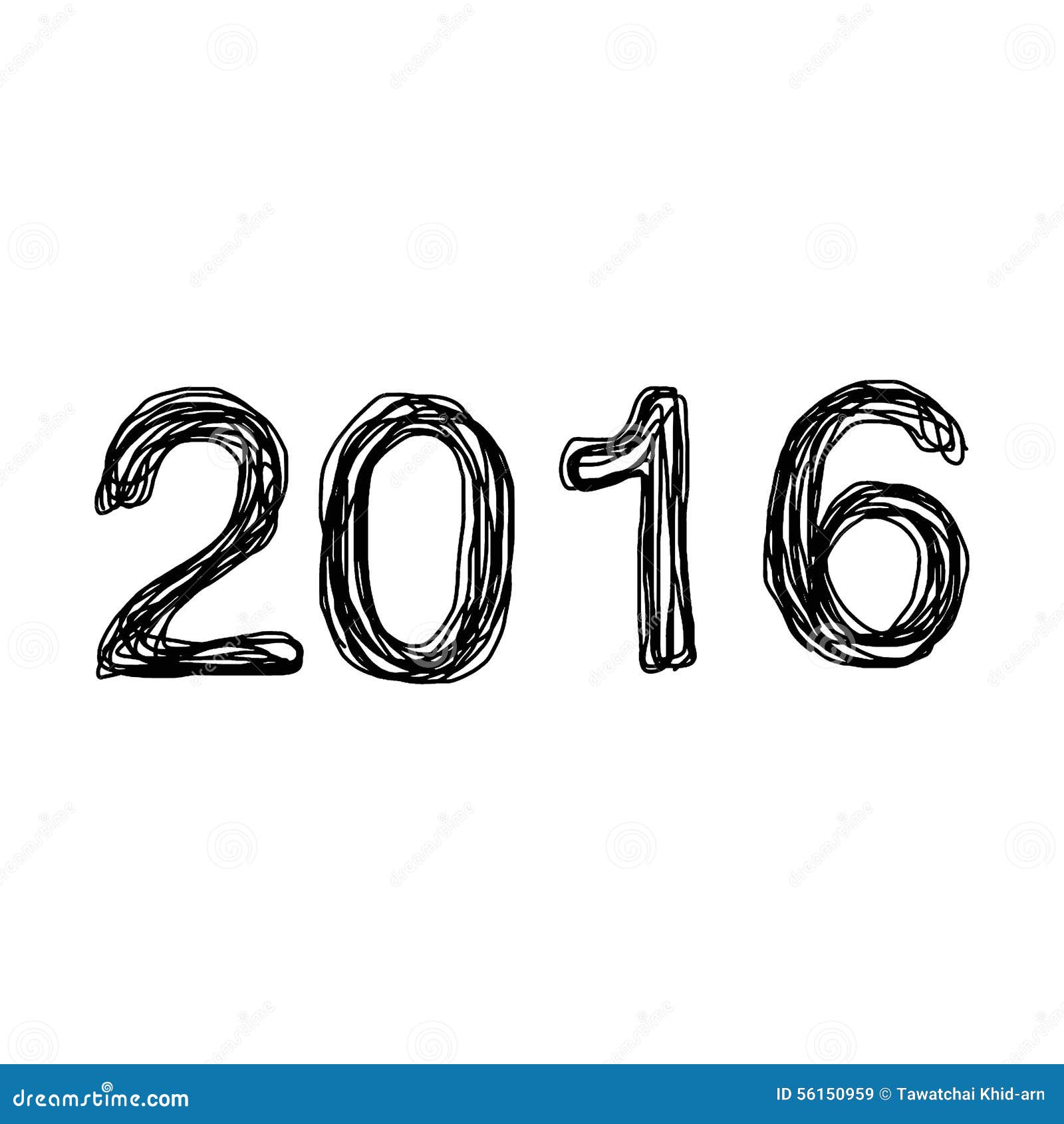 Doodles of number 2016 stock vector. Illustration of design - 56150959