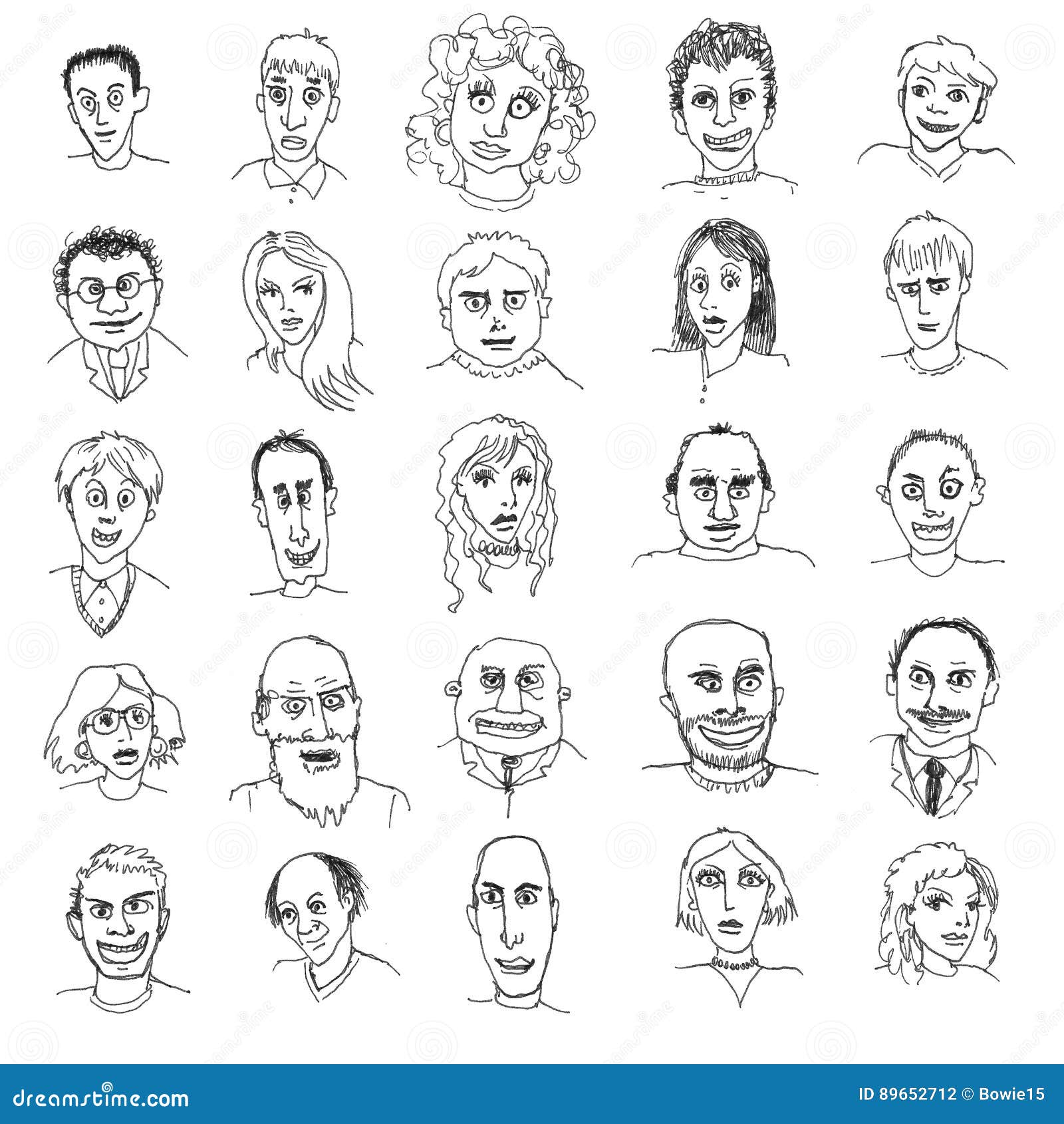 Doodles of people stock illustration. Illustration of collage - 89652712