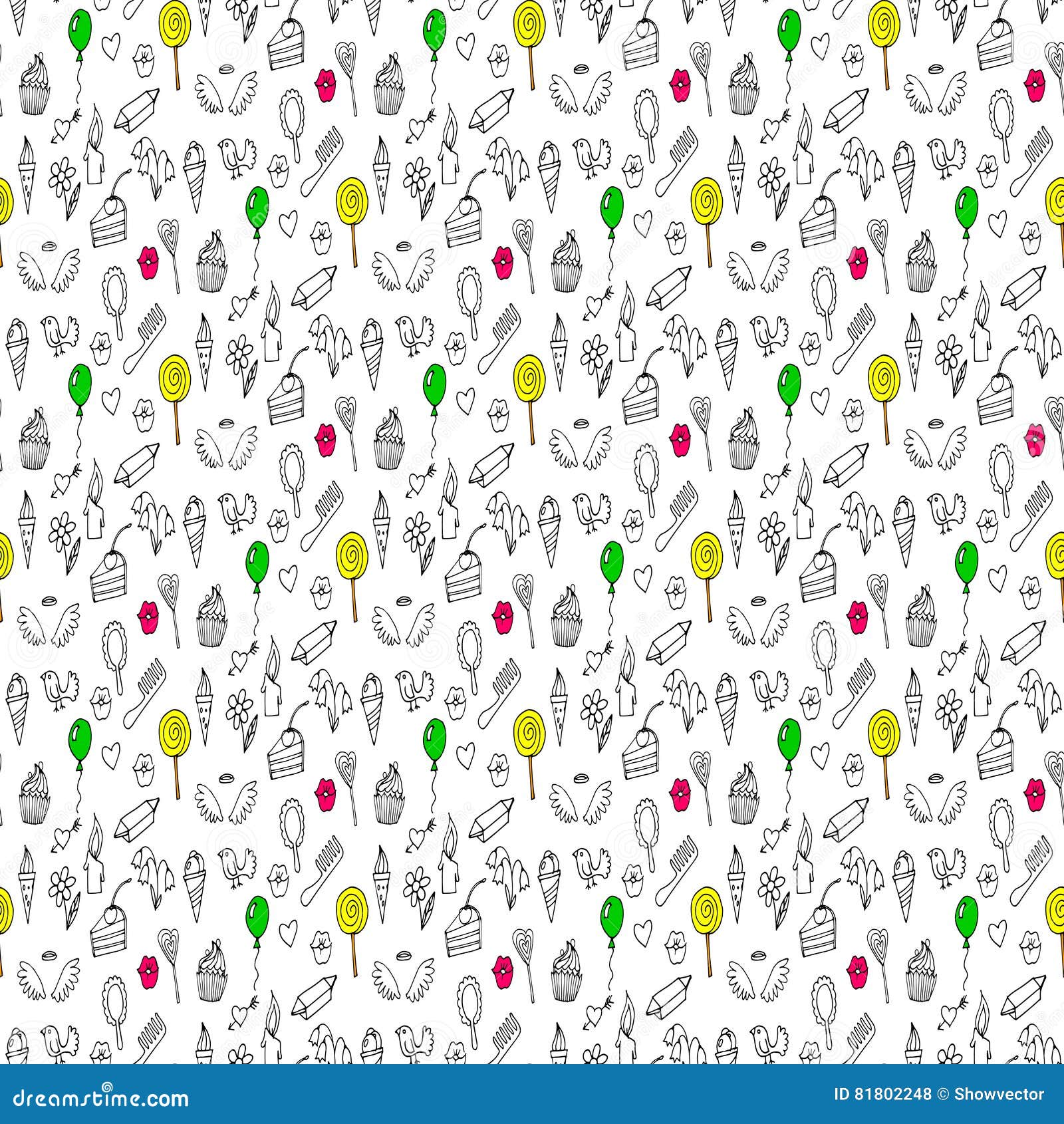 Doodles Seamless Pattern Vector Stock Vector - Illustration of card ...