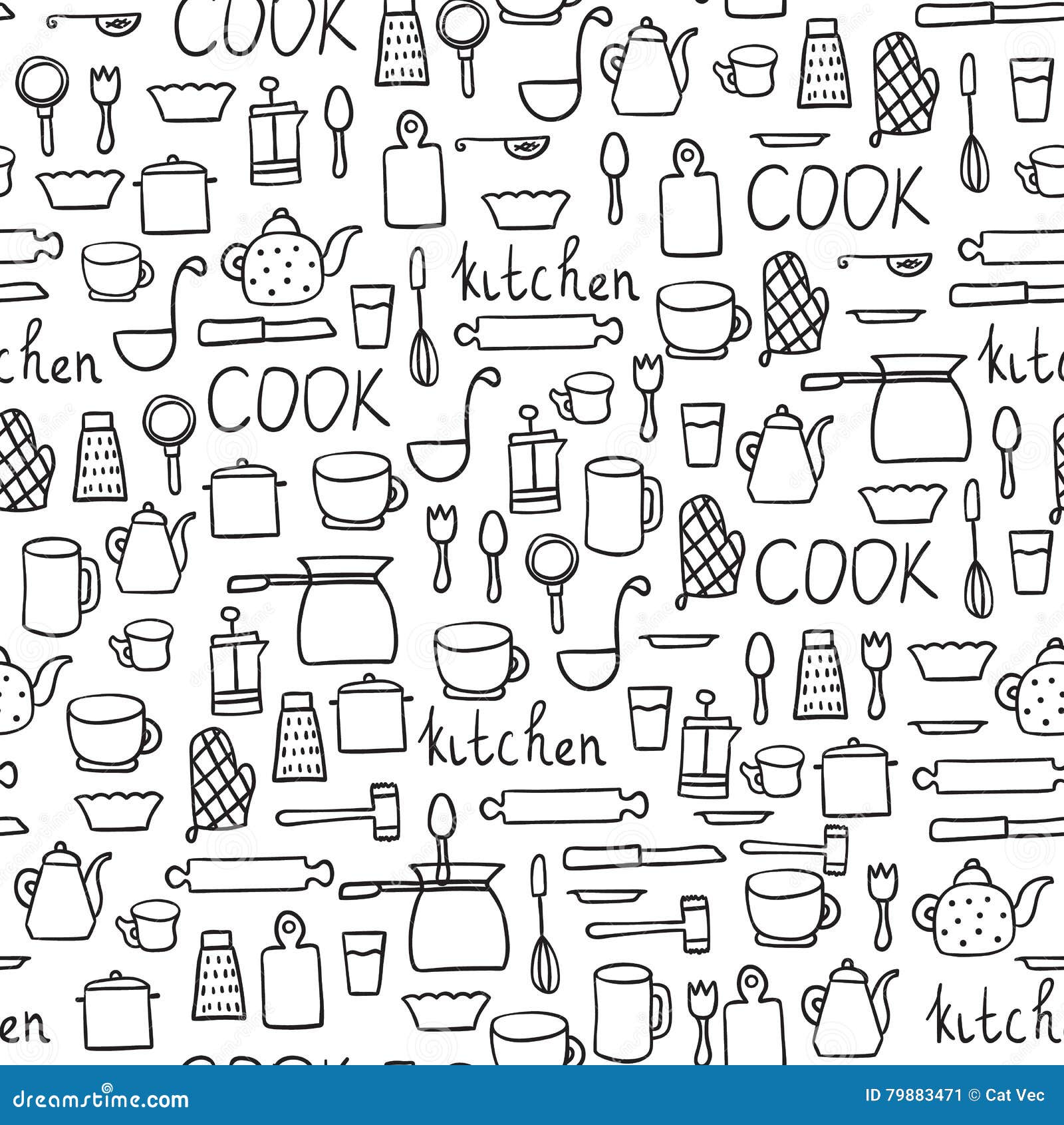 Doodles Seamless Pattern Vector Set. Stock Vector - Illustration of ...