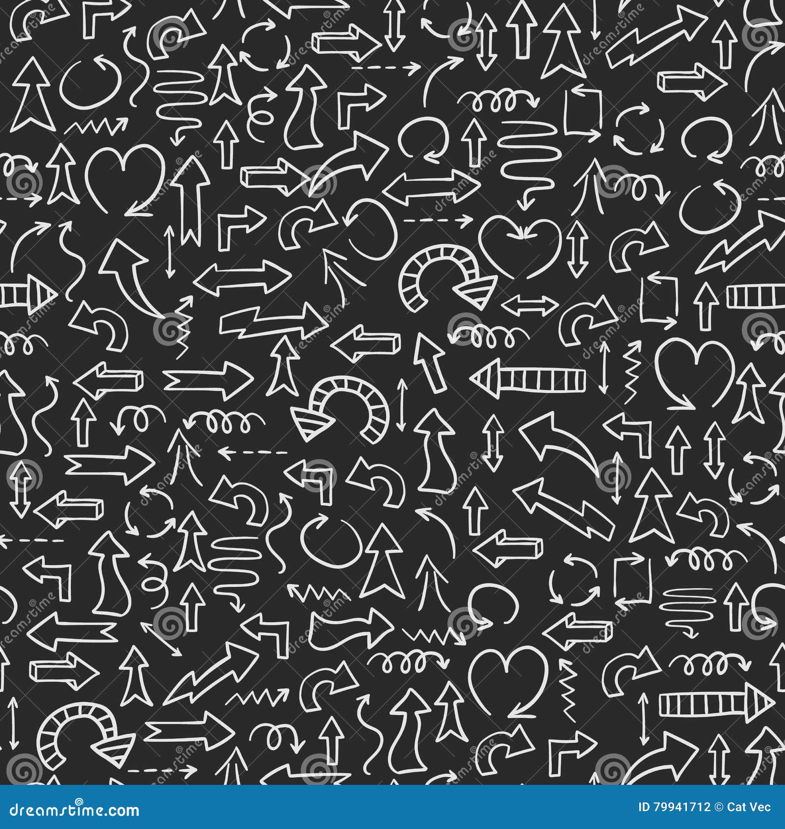 Doodles Seamless Pattern Vector Set. Stock Vector - Illustration of ...