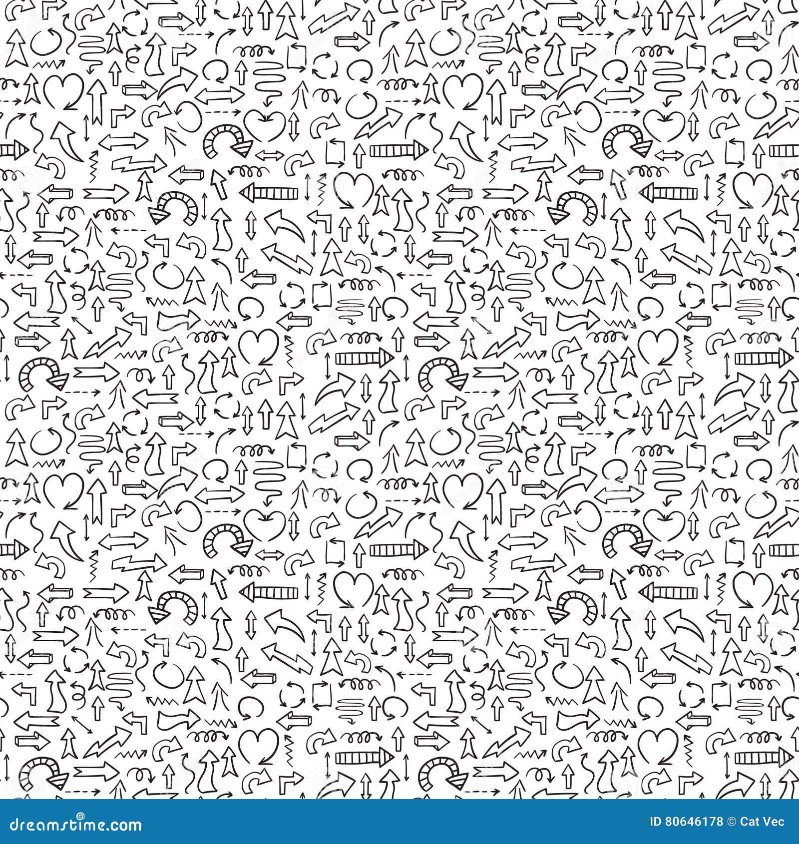 Doodles Seamless Pattern Vector Set. Stock Vector - Illustration of ...