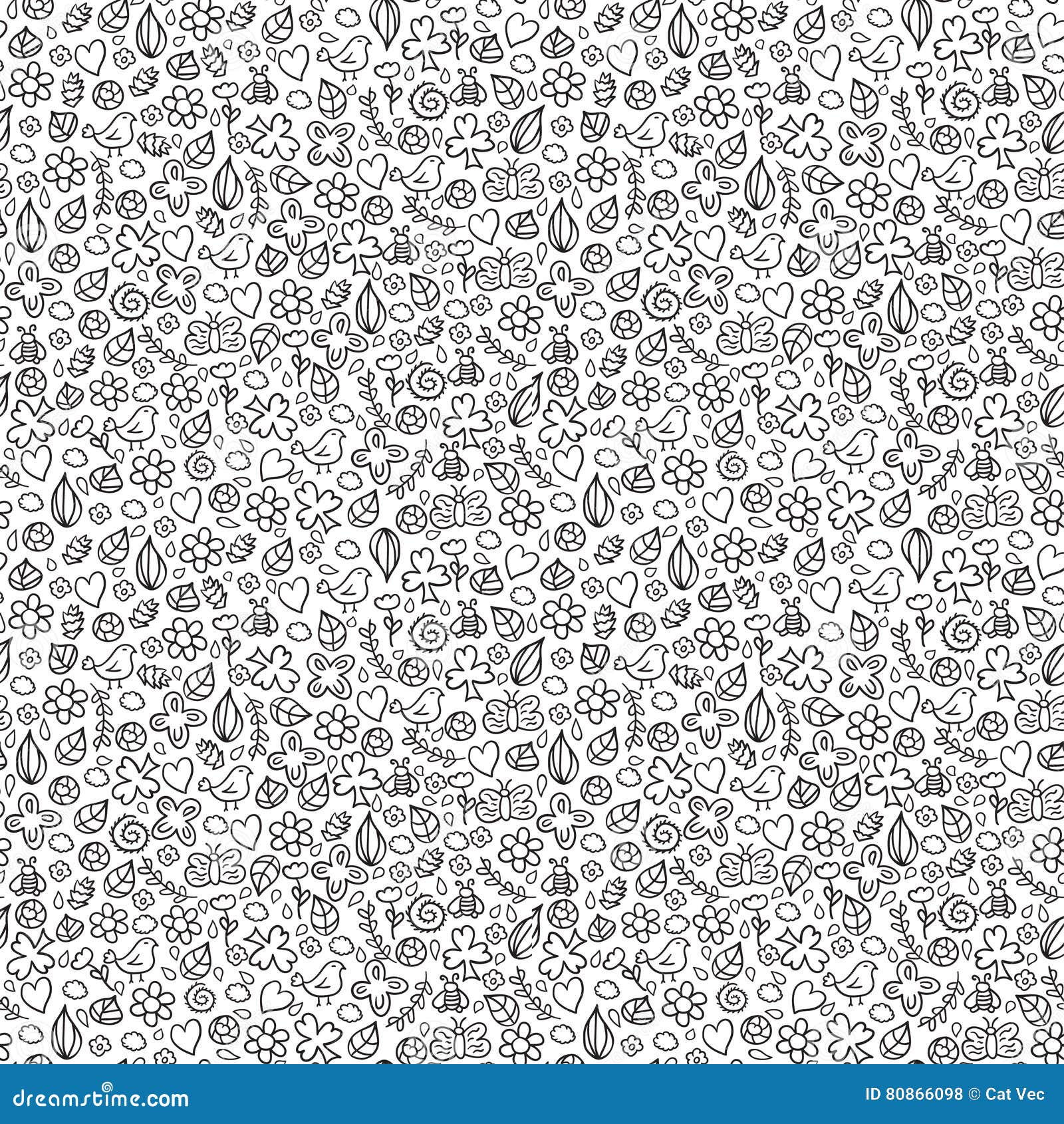 Doodles Seamless Pattern Vector Set. Stock Vector - Illustration of ...
