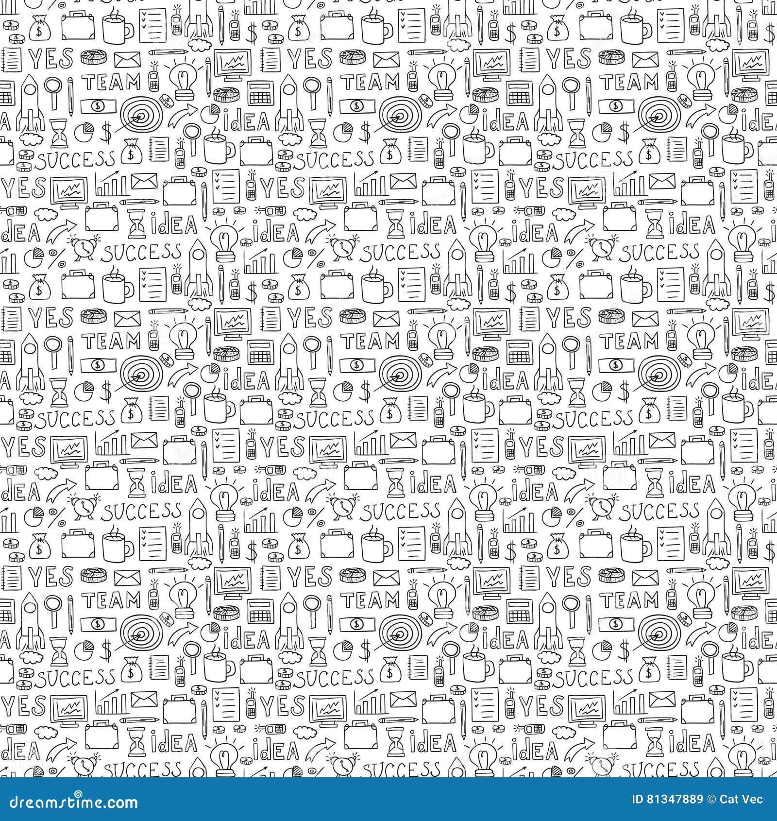 Doodles Seamless Pattern Vector Set. Stock Vector - Illustration of ...