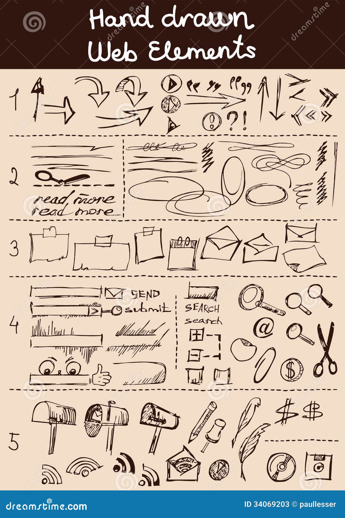 Doodles Set for Web Site Design Stock Vector - Illustration of sign ...