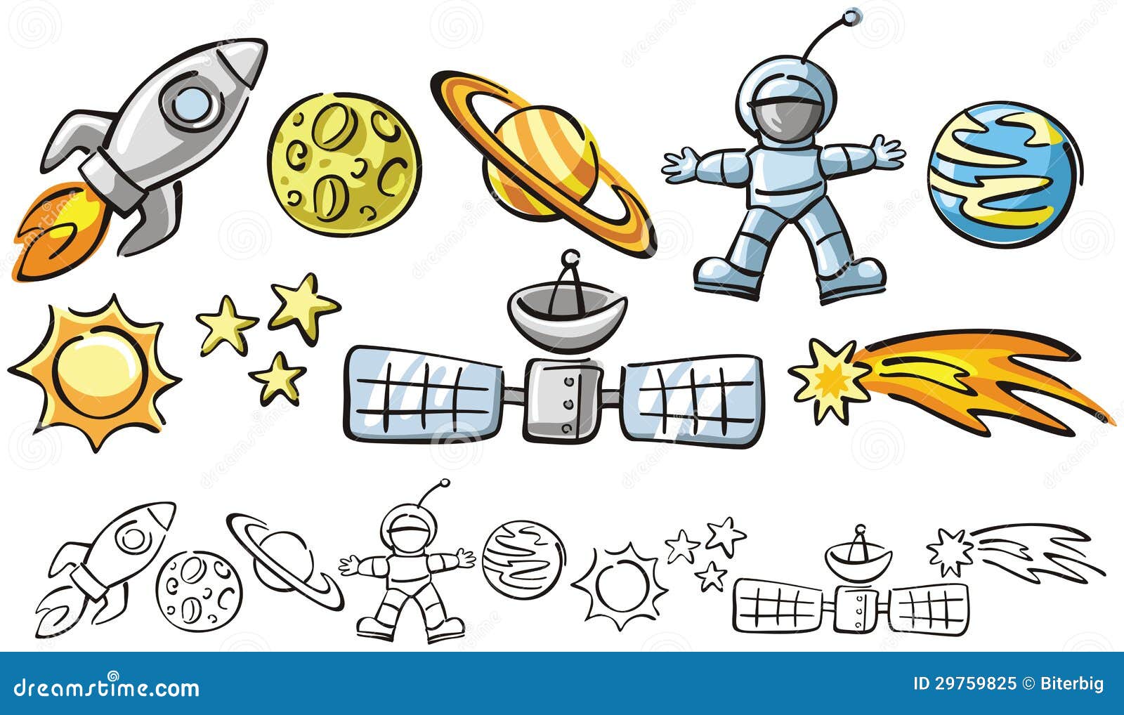 Doodles - space elements stock vector. Illustration of earth - 29759825