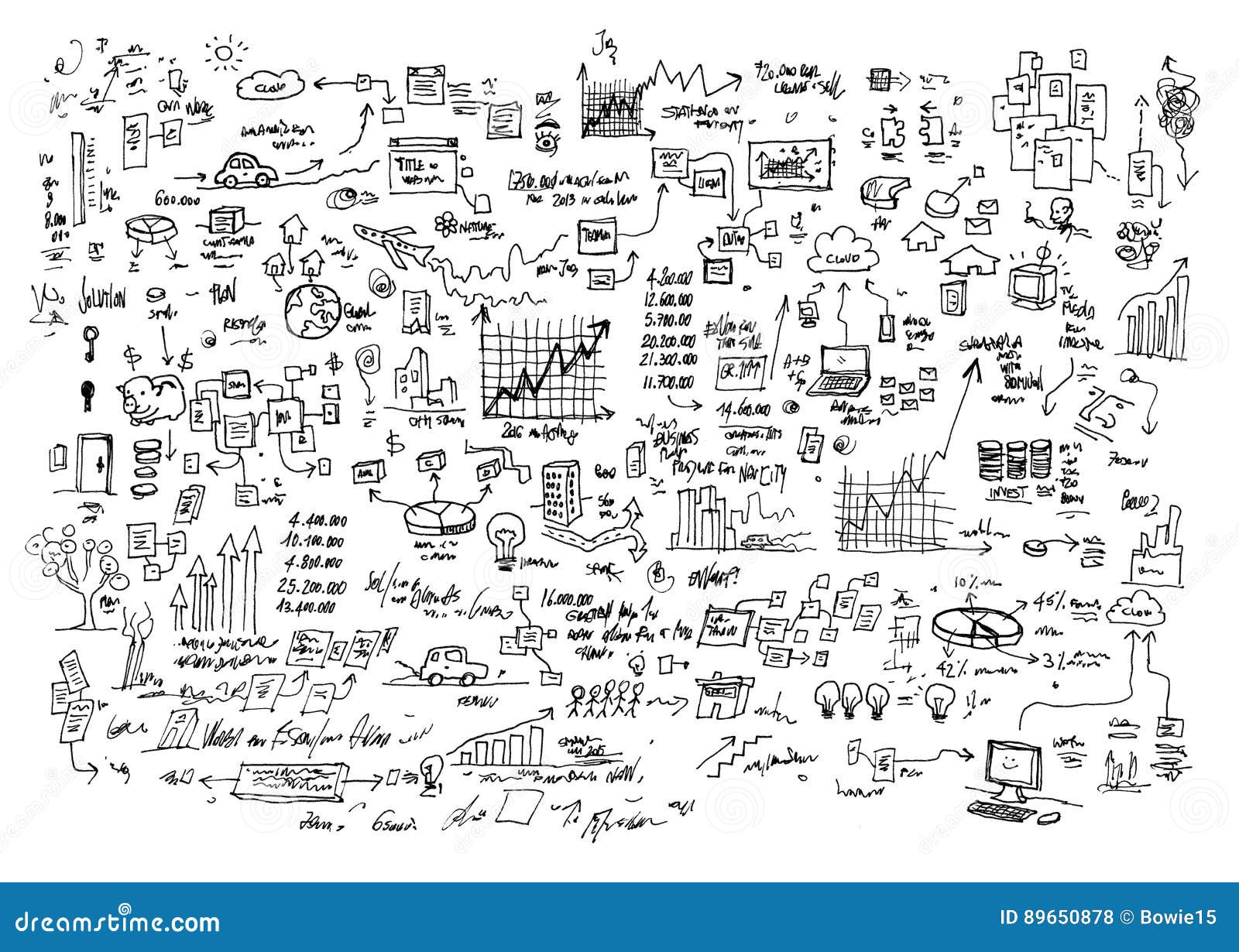 Doodles of work stock illustration. Illustration of money - 89650878