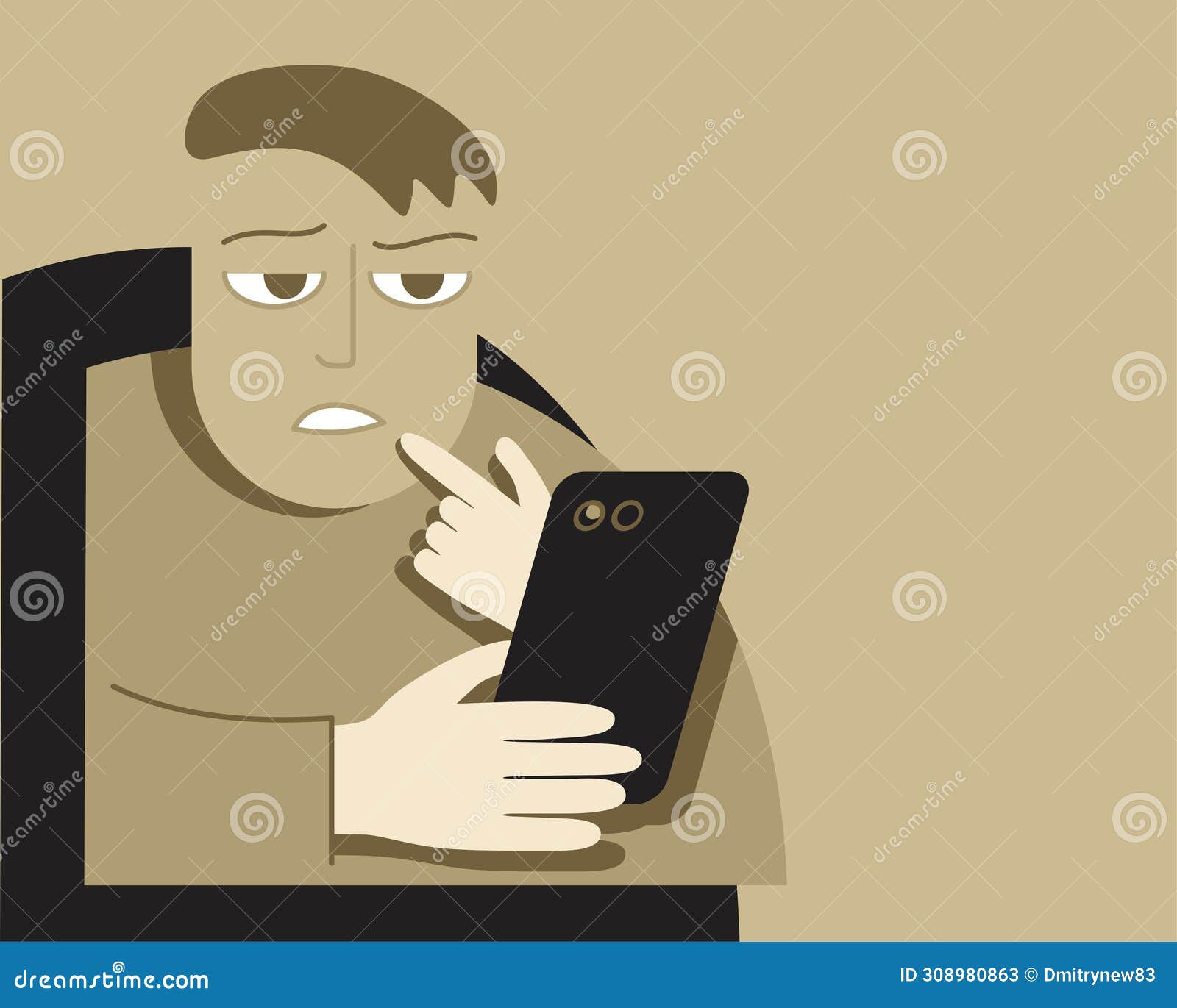 Doomscrolling Or Doom Surfing Concept Illustration Royalty-Free Cartoon ...