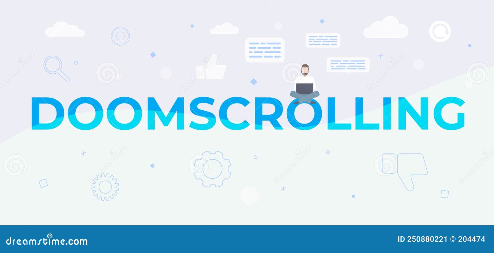 Doomscrolling or Doomsurfing Concept Vector Illustration Stock Vector ...