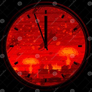 Doomsday clock stock vector. Illustration of dangerous - 12598389