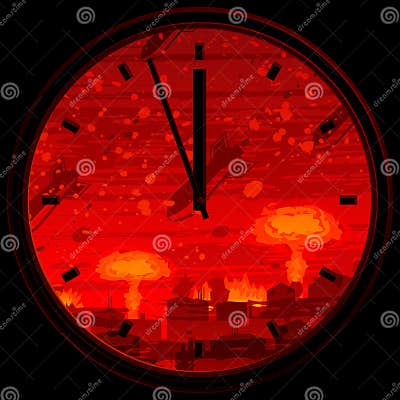 Doomsday clock stock vector. Illustration of dangerous - 12598389
