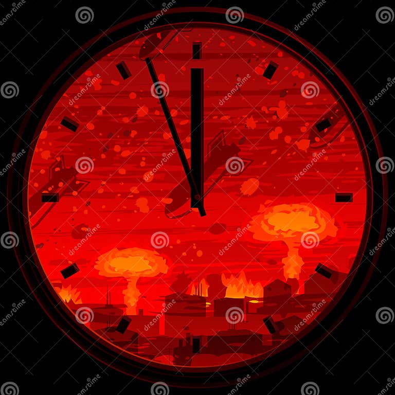 Doomsday clock stock vector. Illustration of dangerous - 12598389