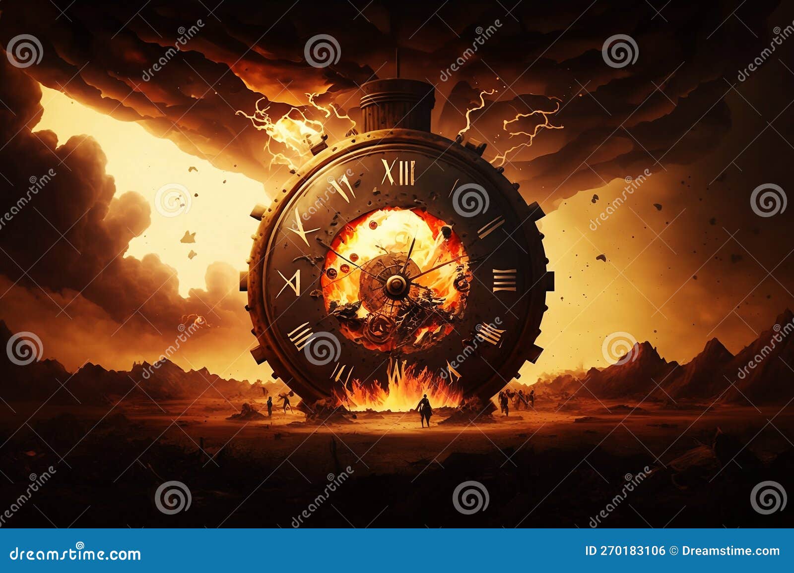 Doomsday Clock on Steampunk Apocalypse Backgroound Stock Illustration ...