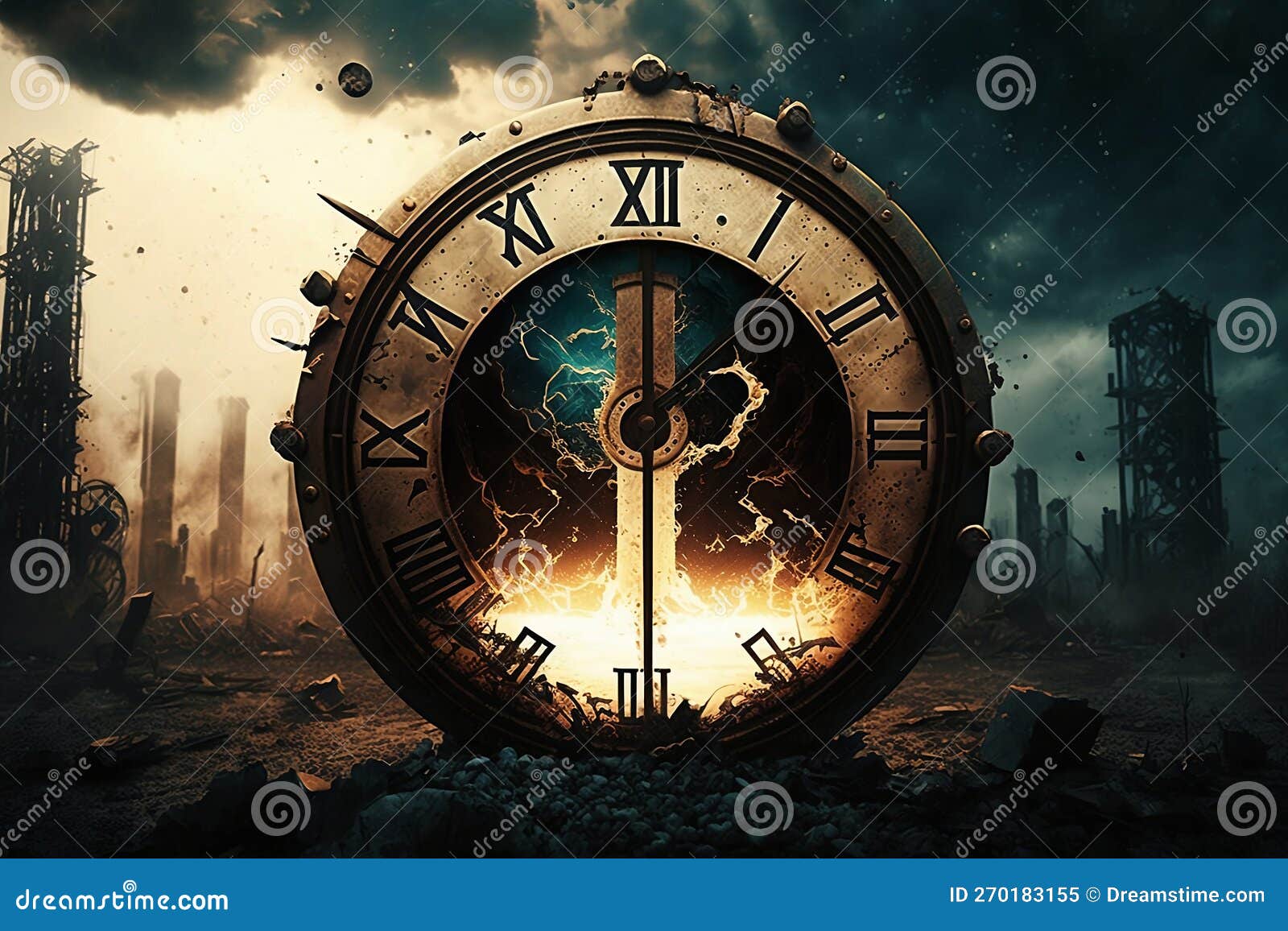 Doomsday Clock on Steampunk Apocalypse Backgroound Stock Illustration ...