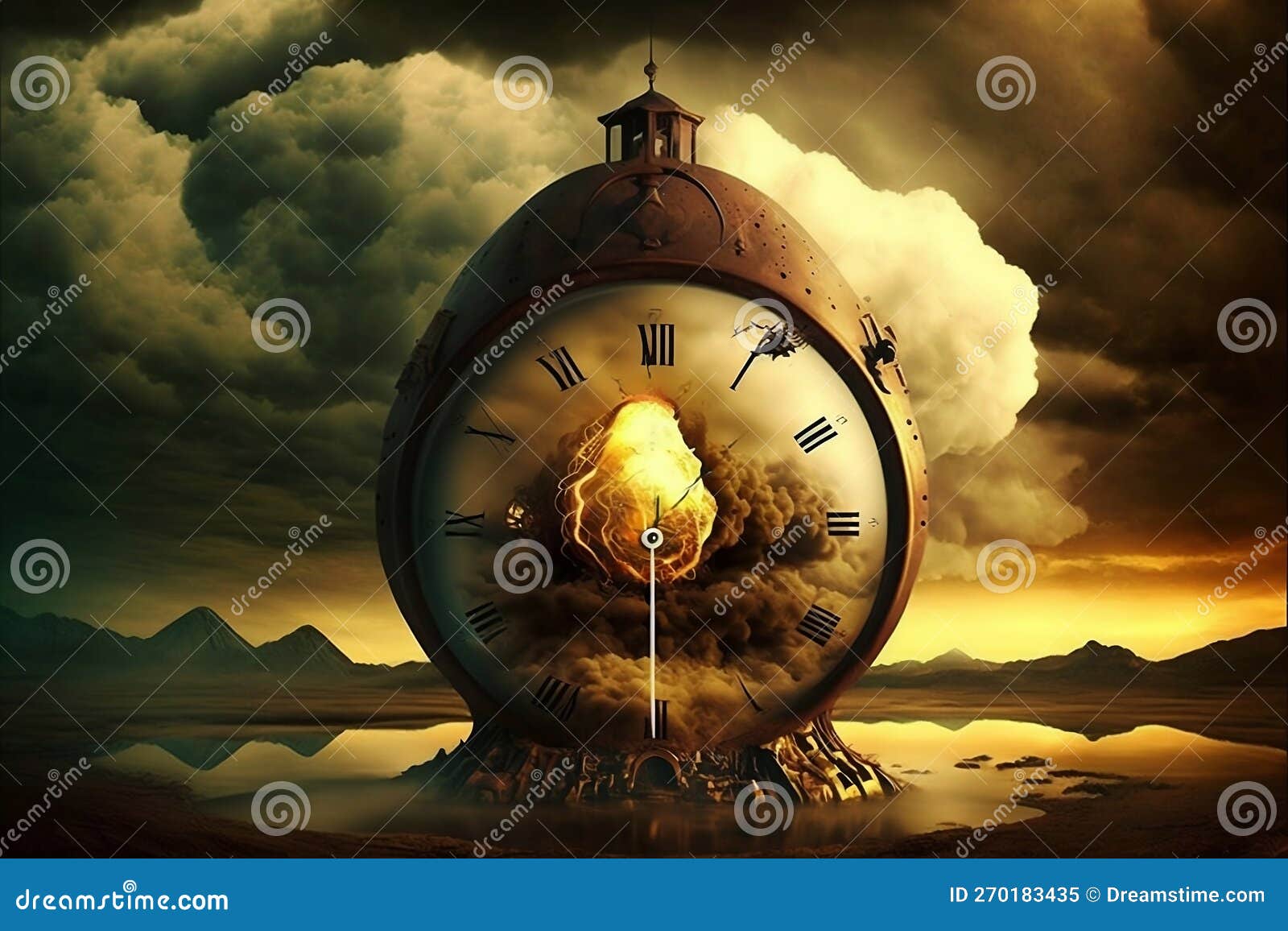 Doomsday Clock on Steampunk Apocalypse Backgroound Stock Image - Image ...