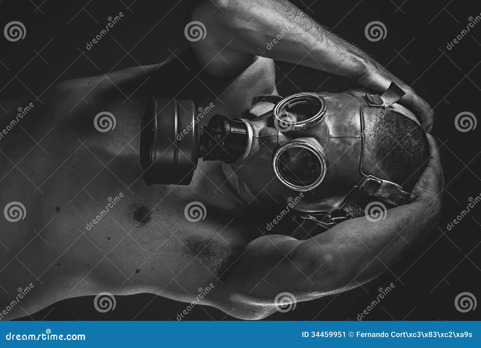 Doomsday. a Man in a Gas Mask in the Smoke. Artistic Background Stock ...