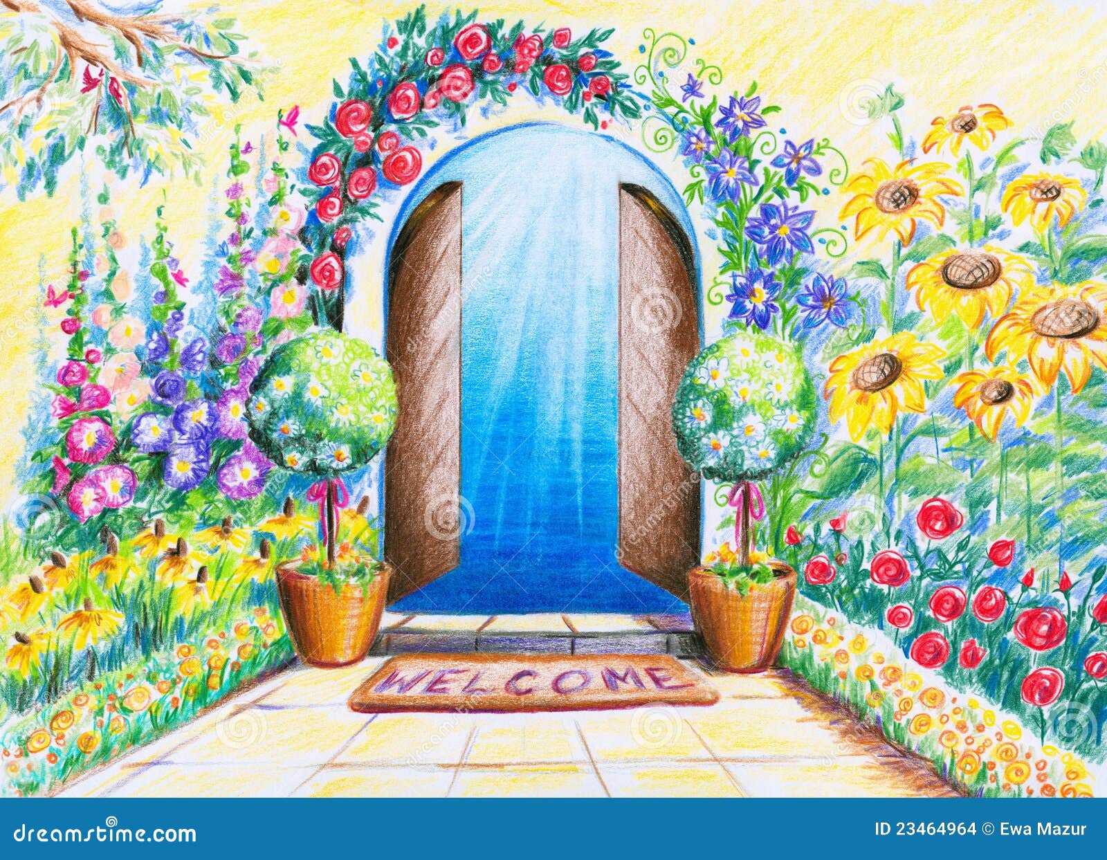 Door stock illustration. Illustration of door, flowering - 23464964