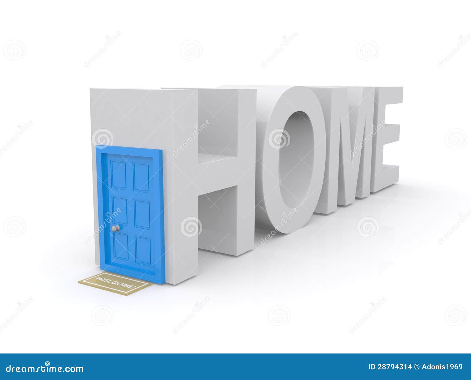 Door in 3d home sign stock illustration. Illustration of element - 28794314