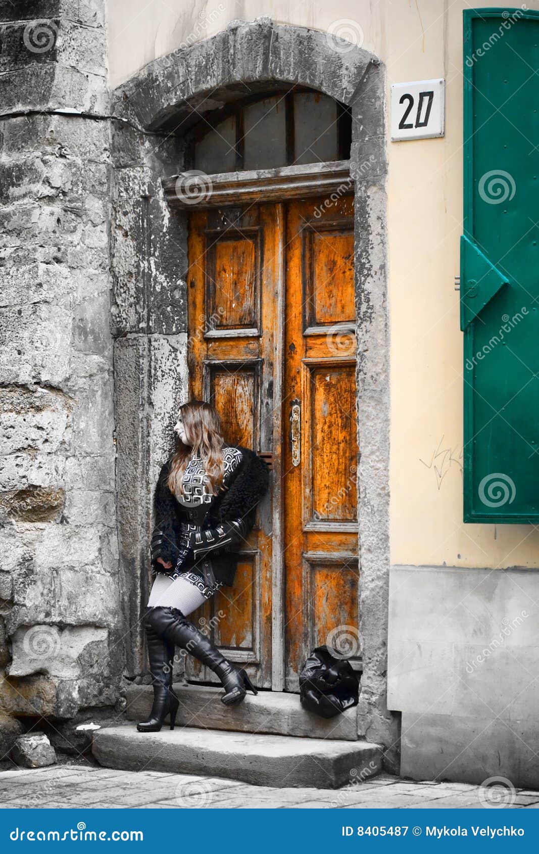 At door stock image. Image of person, alone, woman, beauty - 8405487