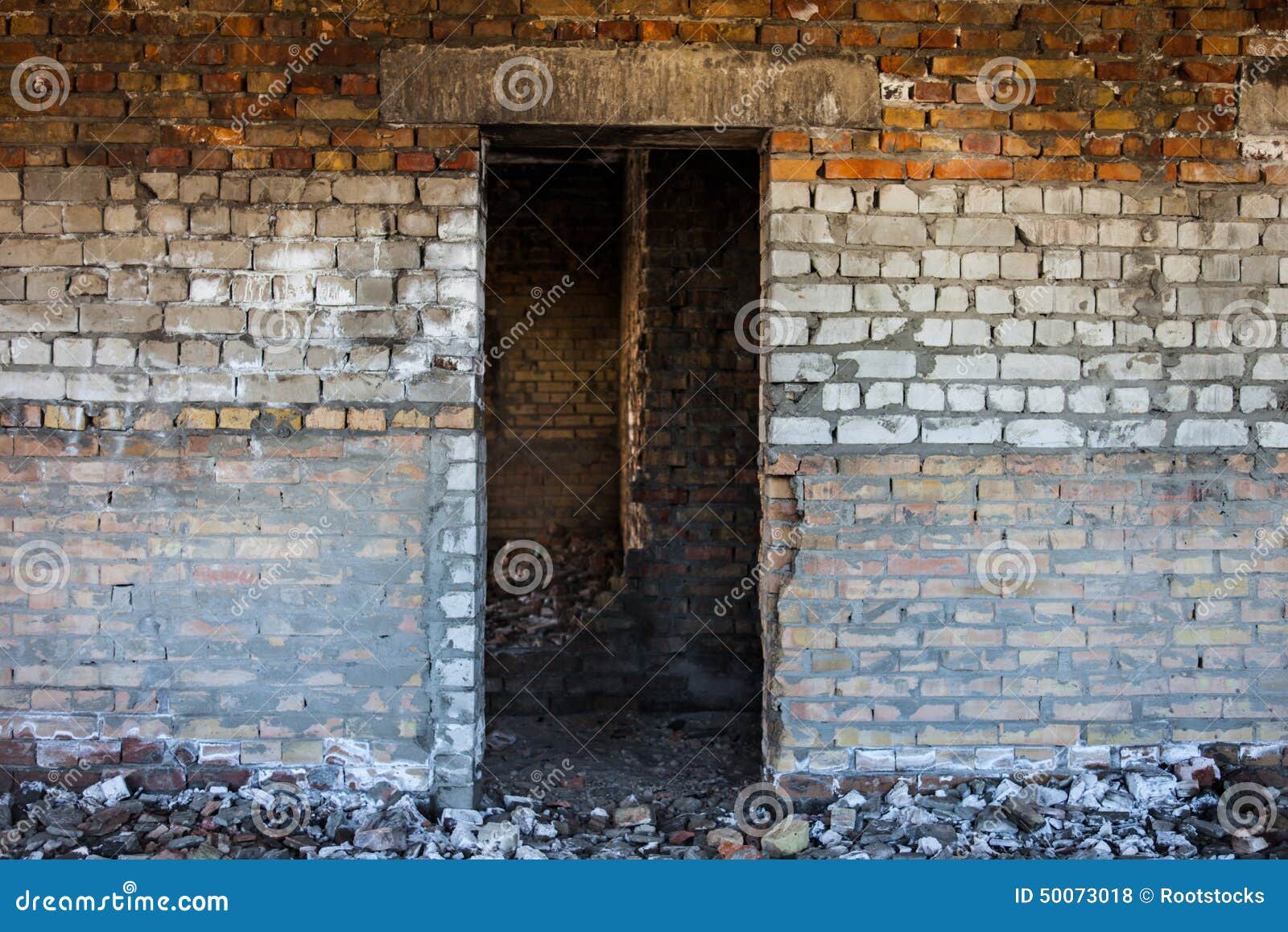 Door Aperture Inside the Old Ruined Brick Building Stock Photo - Image ...